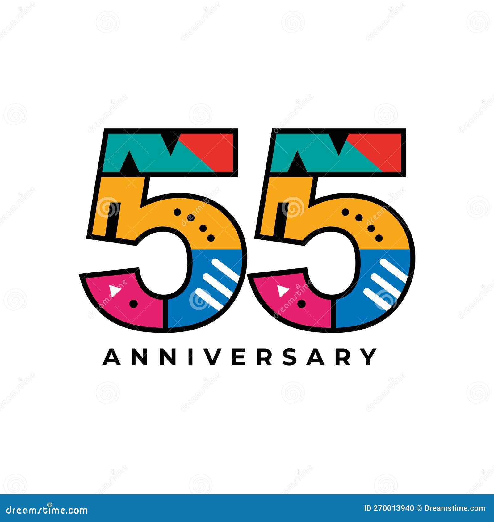 55th Year Celebrating Anniversary Logo Design Stock Vector ...
