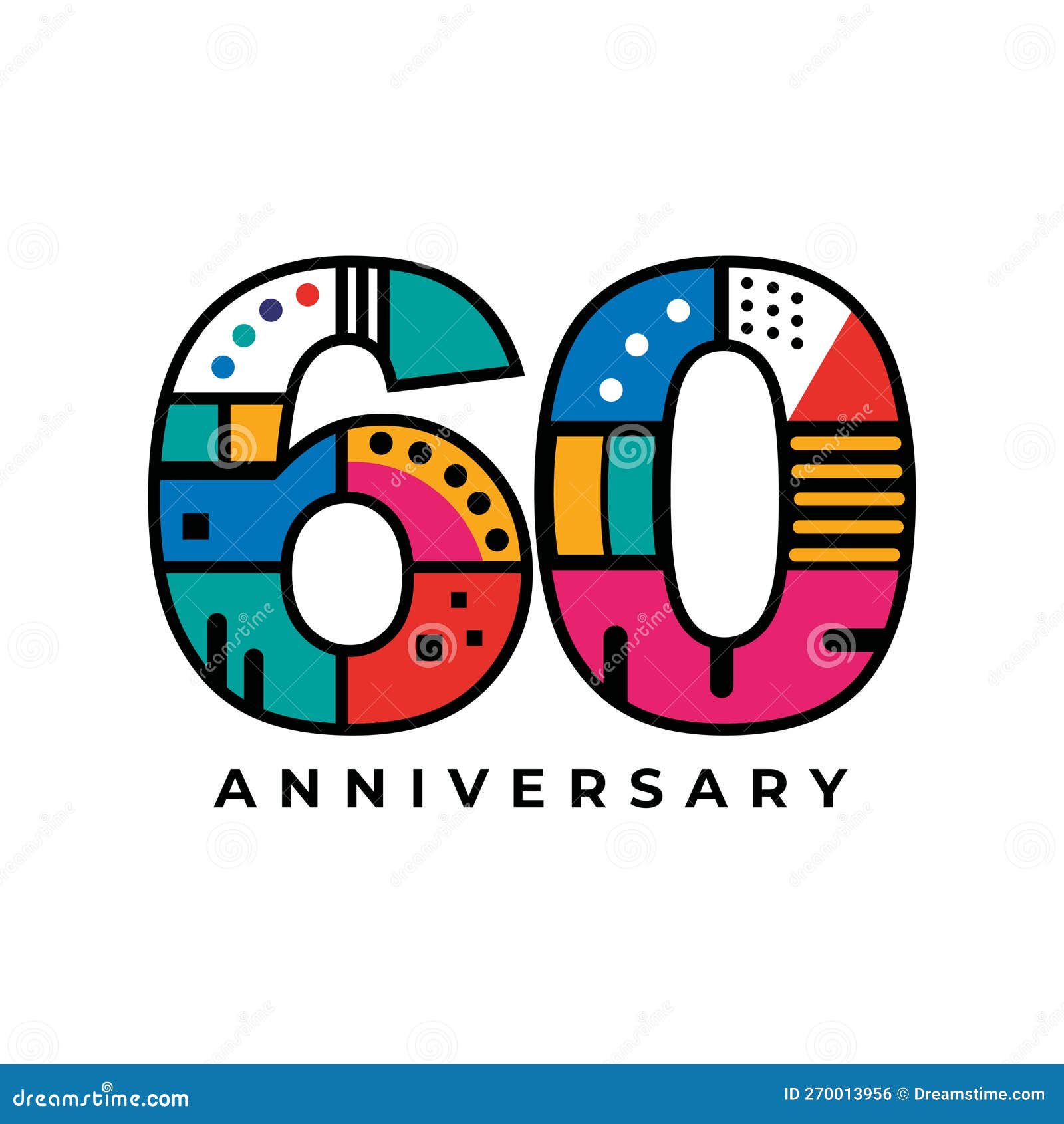60th Year Celebrating Anniversary Logo Design Stock Vector ...