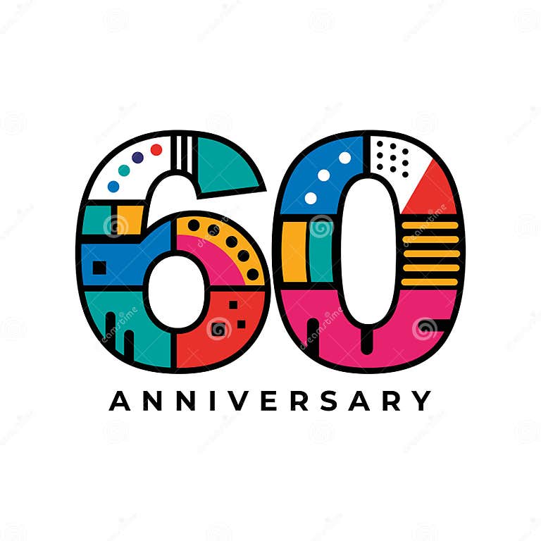 60th Year Celebrating Anniversary Logo Design Stock Vector ...