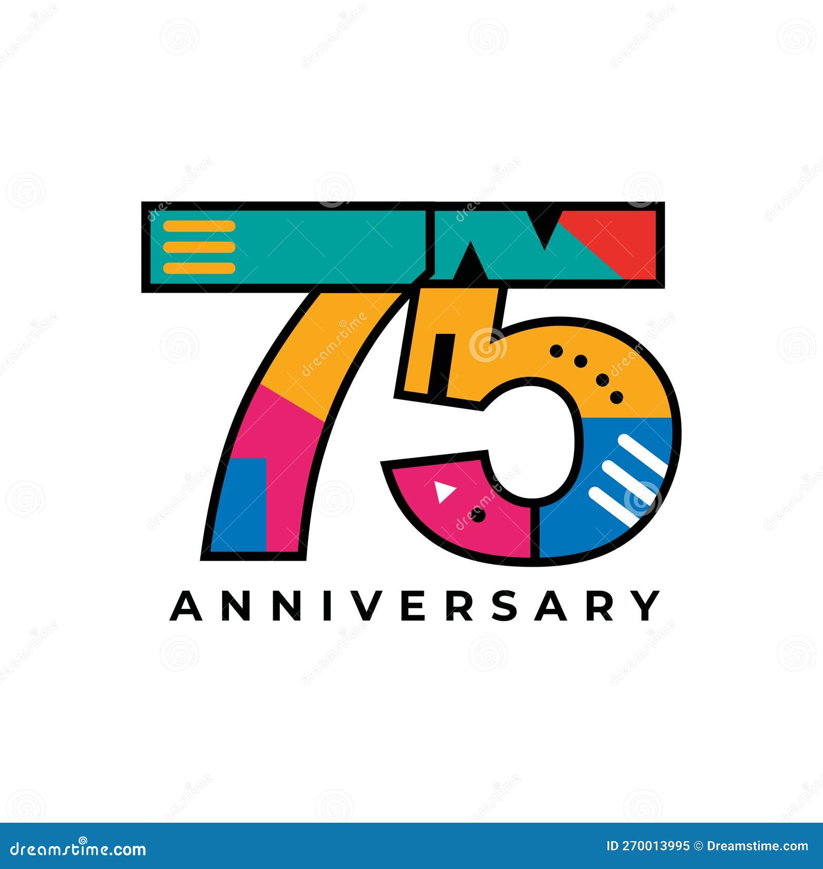 75th Year Celebrating Anniversary Logo Design Stock Vector ...