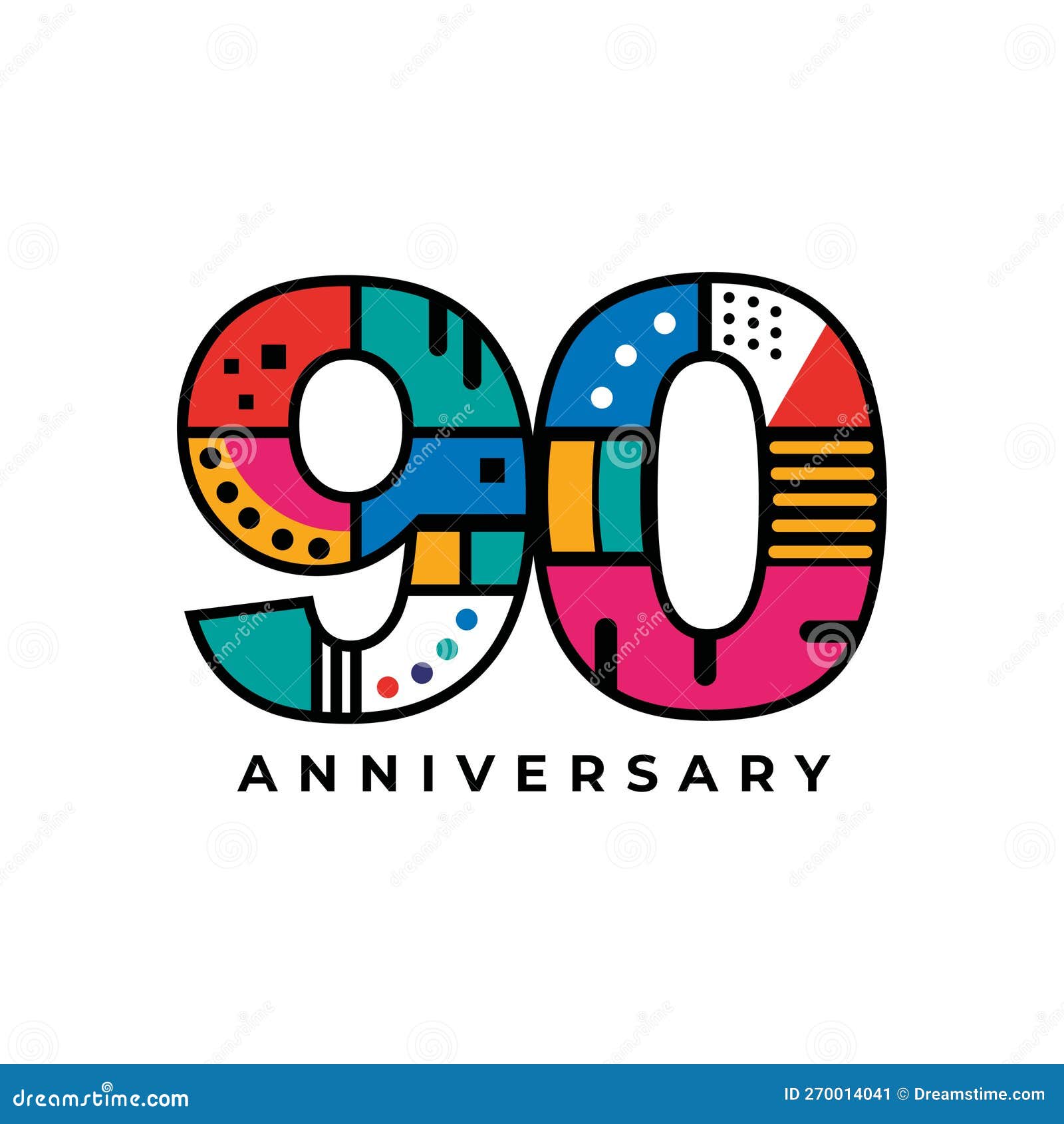 90th Year Celebrating Anniversary Logo Design Stock Vector ...