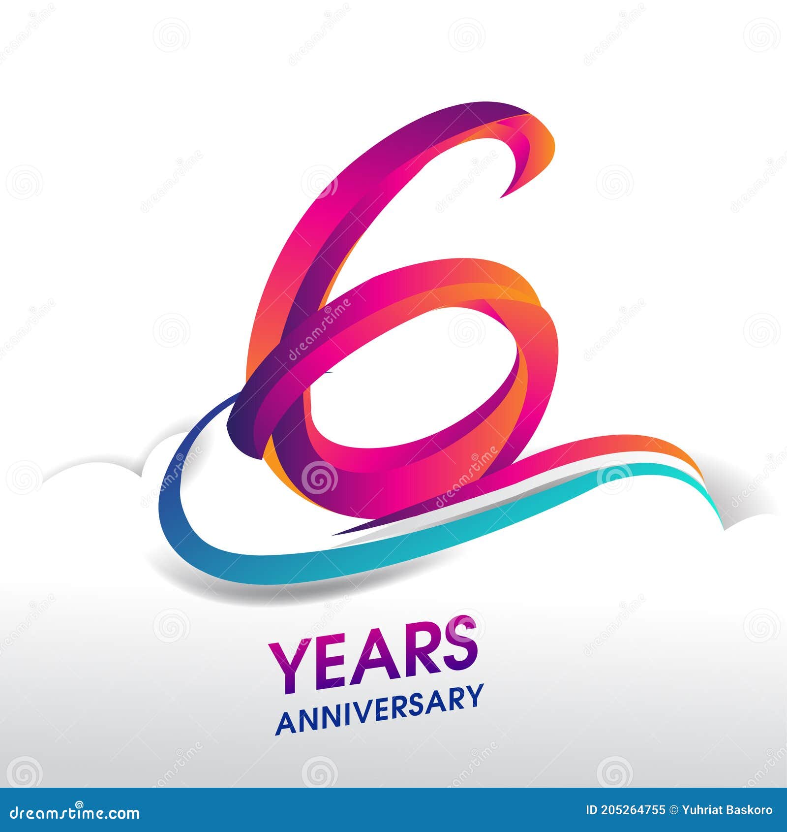 6th Years Anniversary Celebration Logo, Birthday Vector Design Stock ...