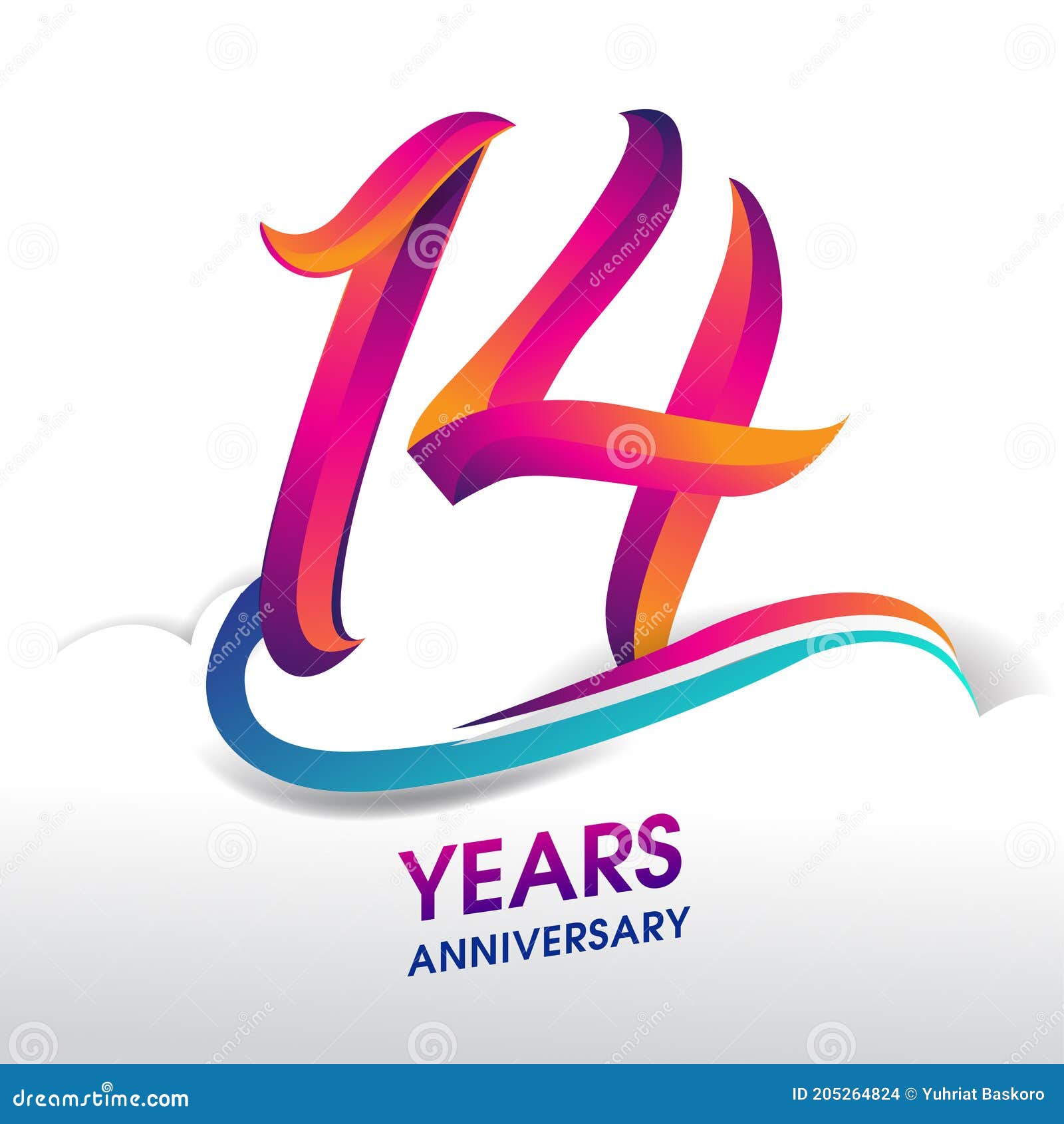 14th Years Anniversary Celebration Logo, Birthday Vector Design Stock ...