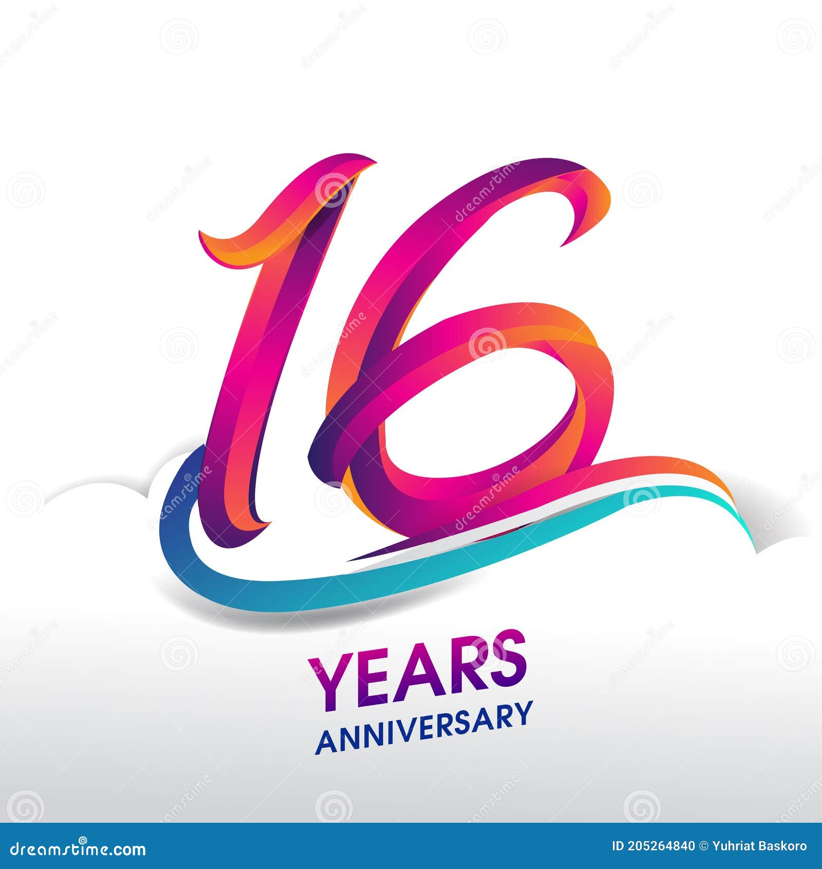 16th Years Anniversary Celebration Logo, Birthday Vector Design Stock ...