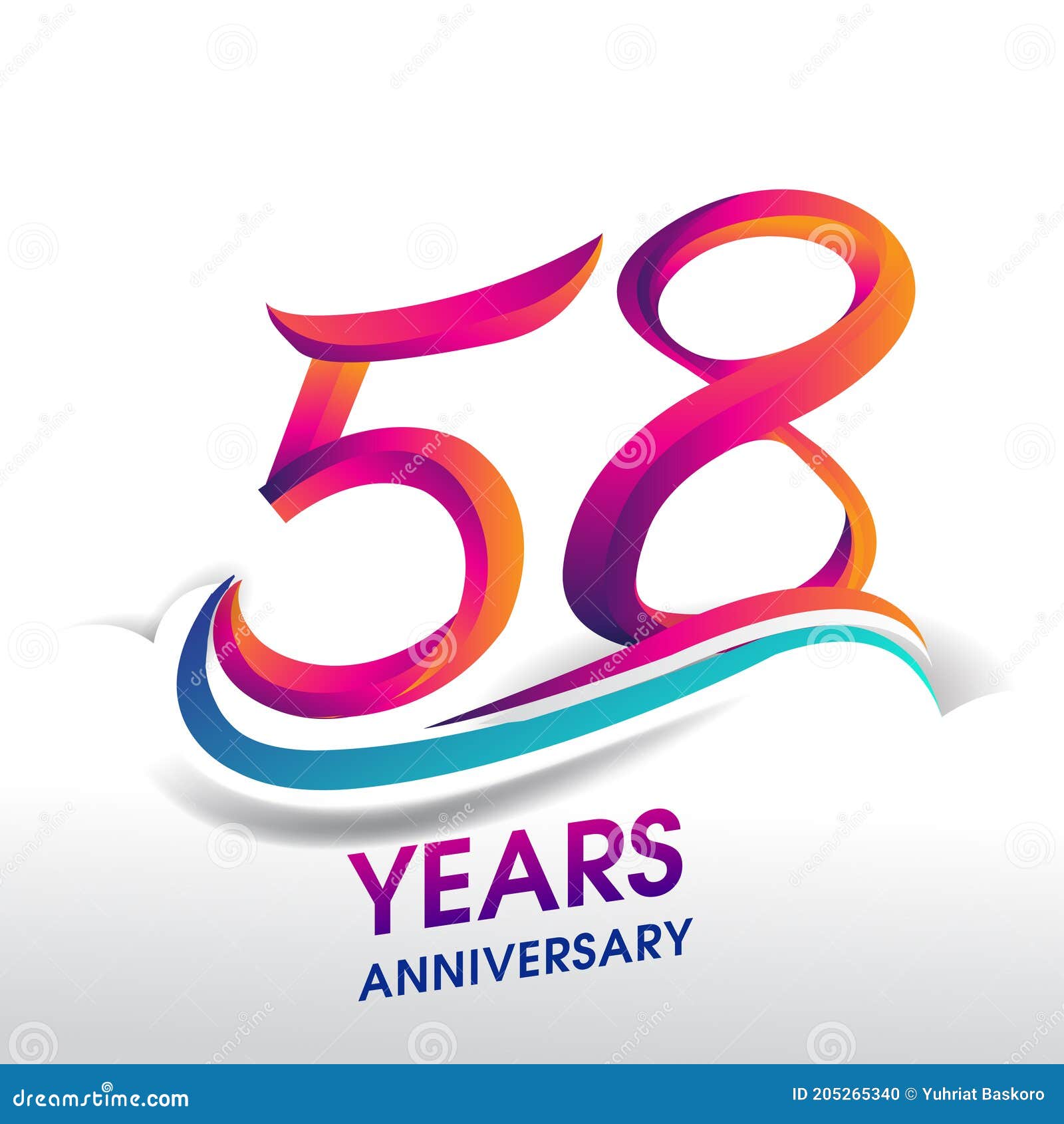 58th Years Anniversary Celebration Logo, Birthday Vector Design Stock ...