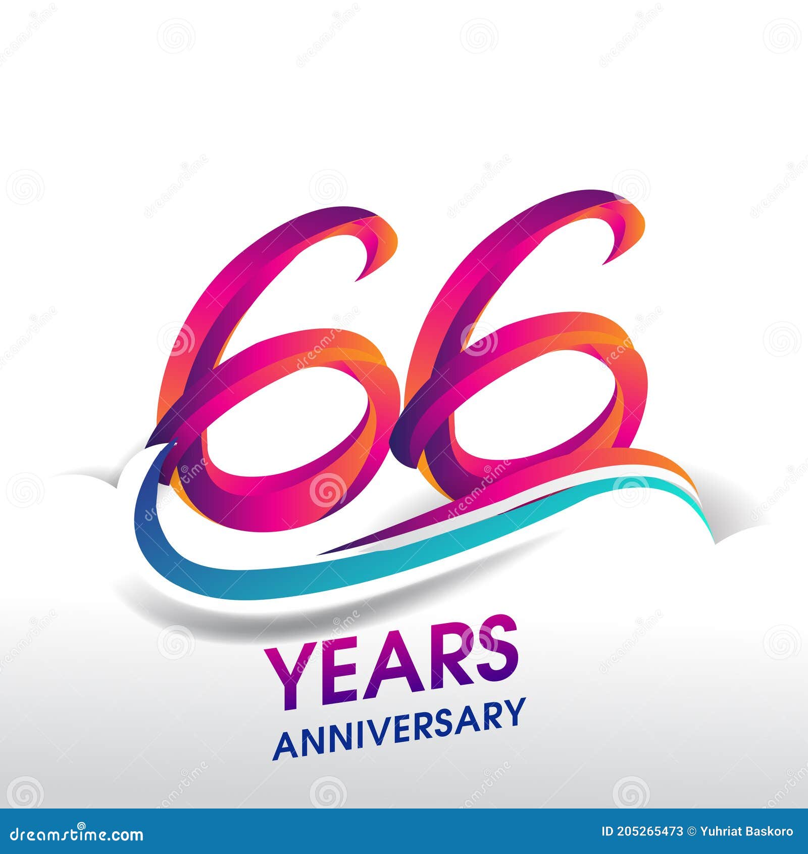 66th Years Anniversary Celebration Logo, Birthday Vector Design Stock ...