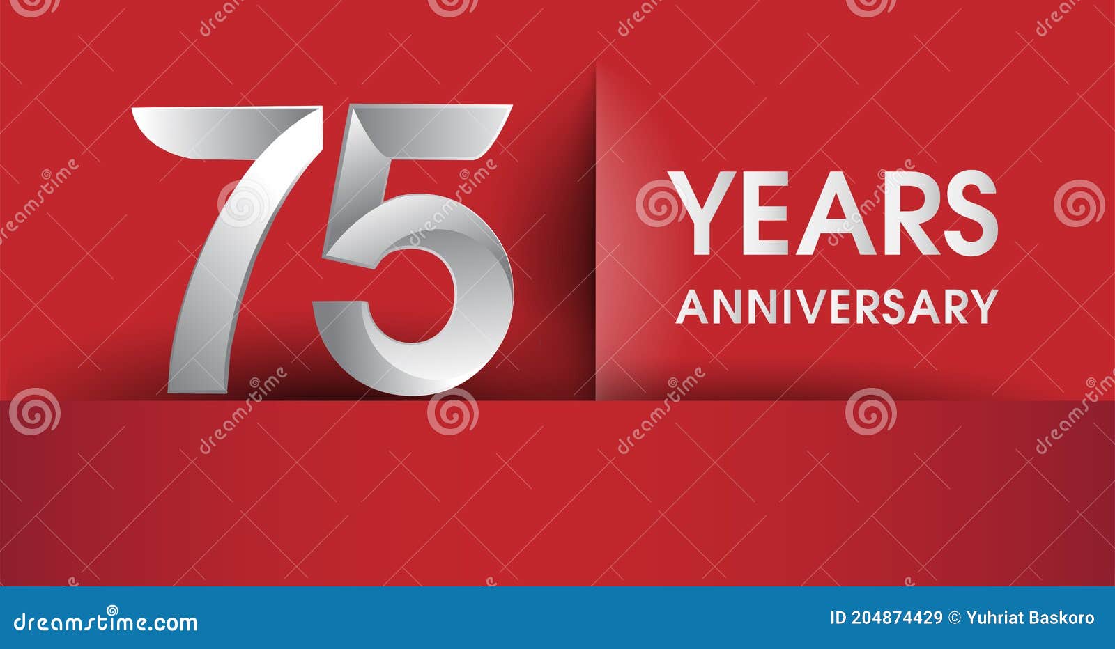 75th Years Anniversary Celebration Logo, Flat Design Isolated on Red ...