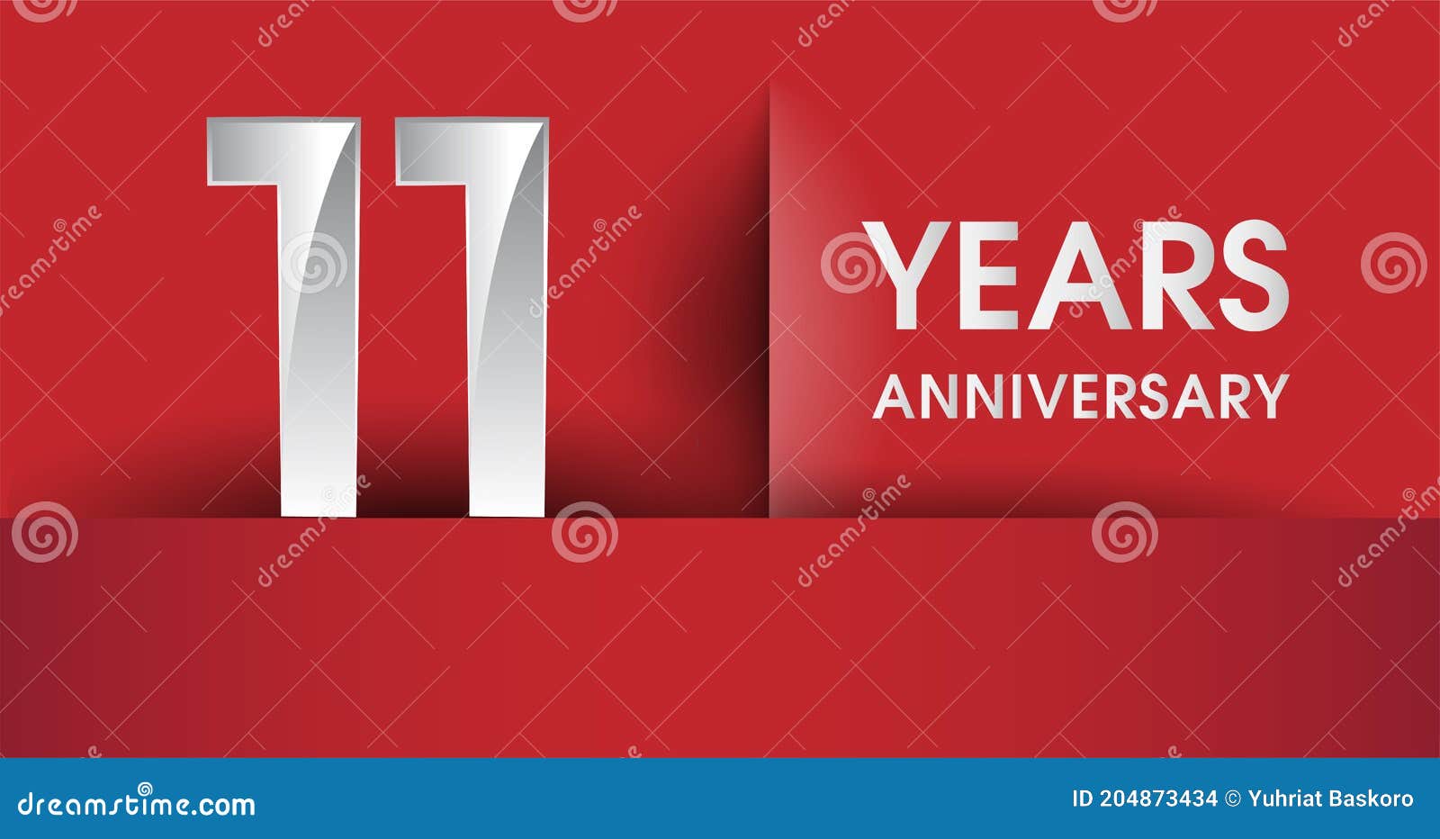 11th Years Anniversary Celebration Logo, Flat Design Isolated on Red ...