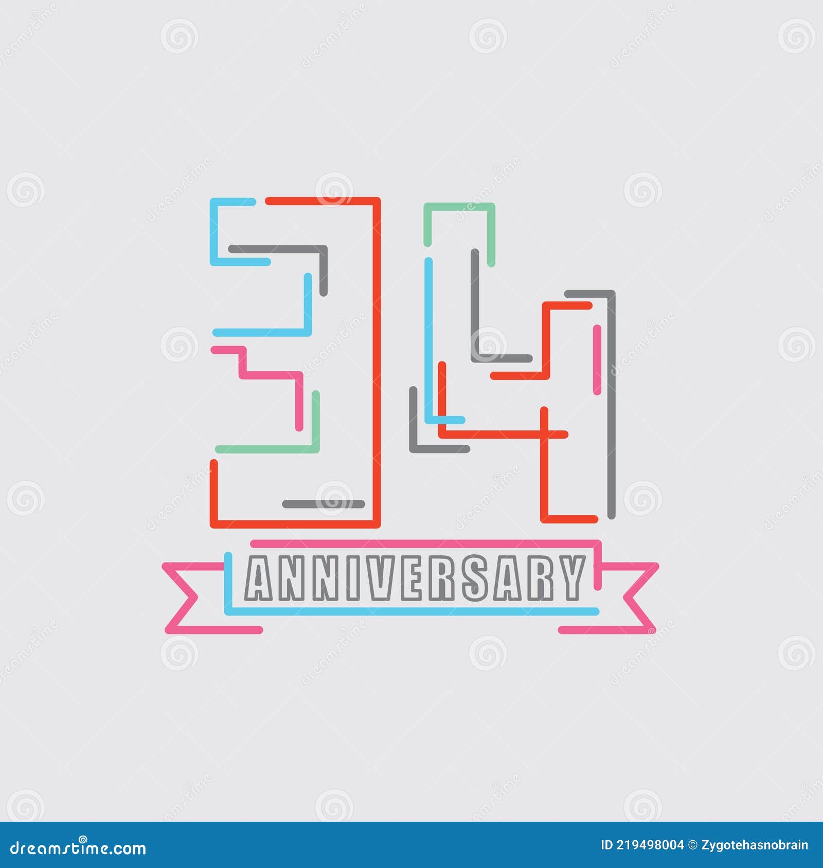 34th Years Anniversary Logo Birthday Celebration Abstract Design Vector ...