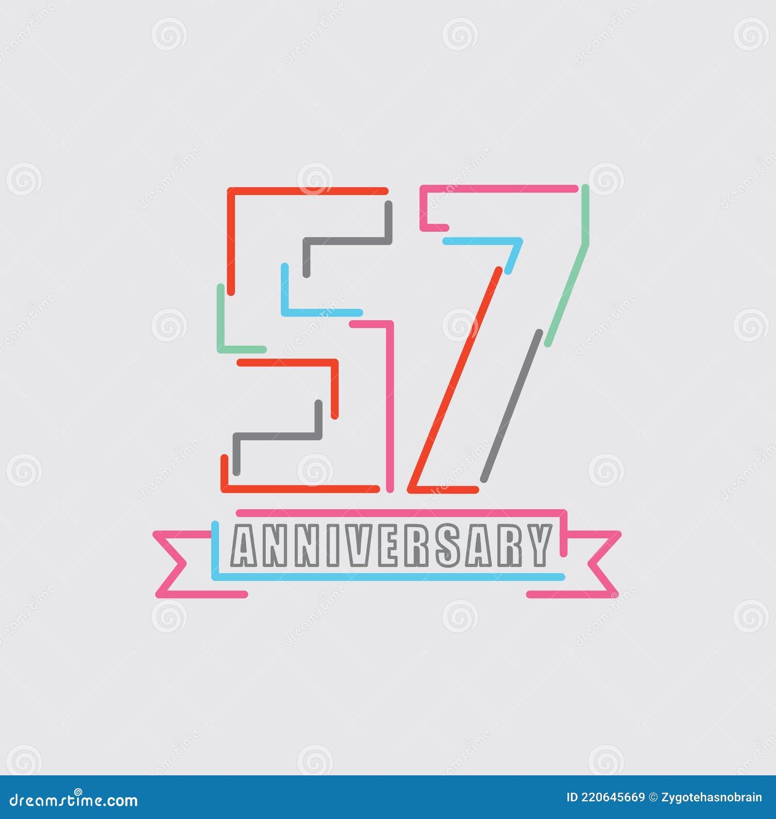 57th Years Anniversary Logo Birthday Celebration Abstract Design Vector ...