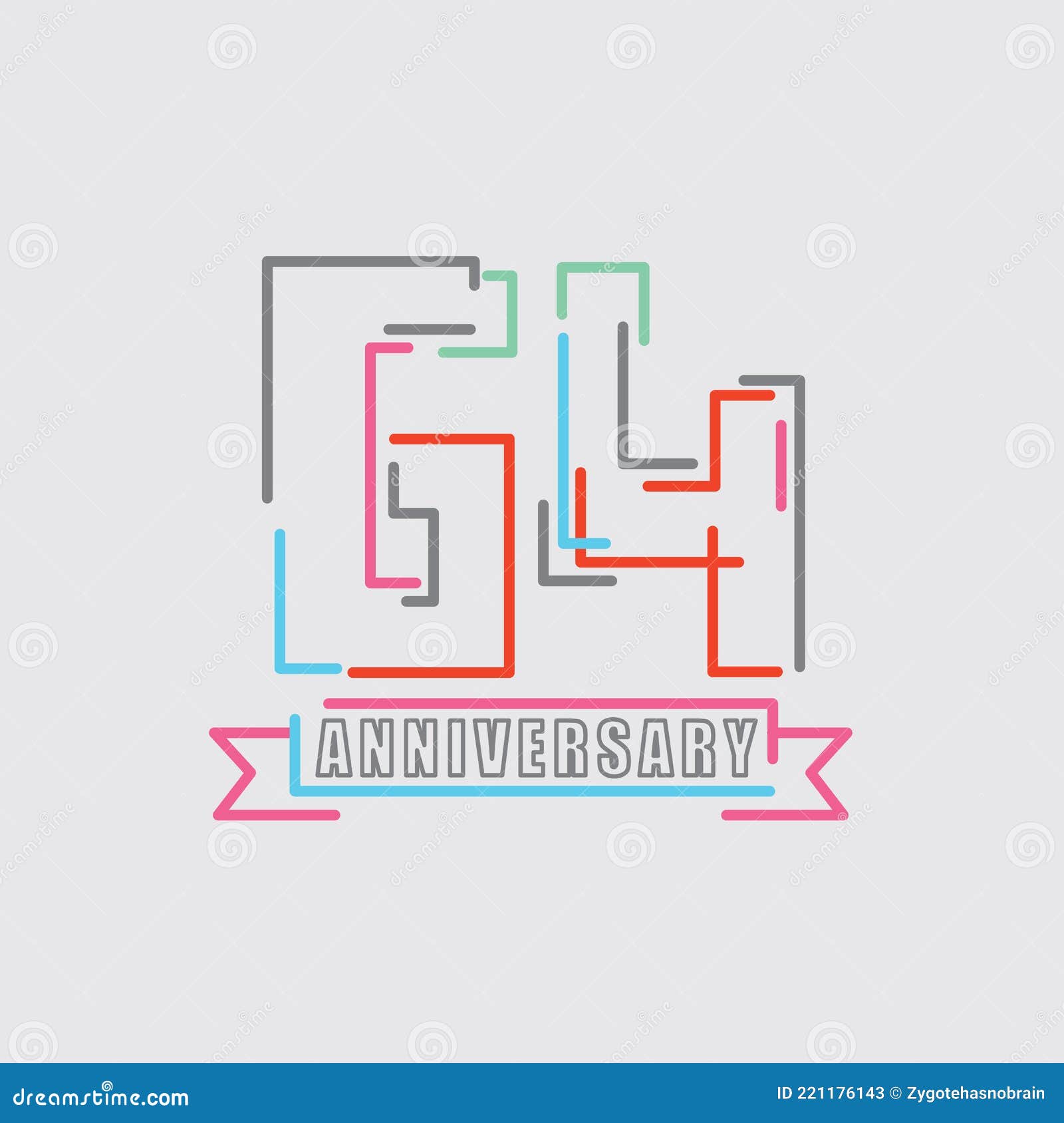 64th Years Anniversary Logo Birthday Celebration Abstract Design Vector ...