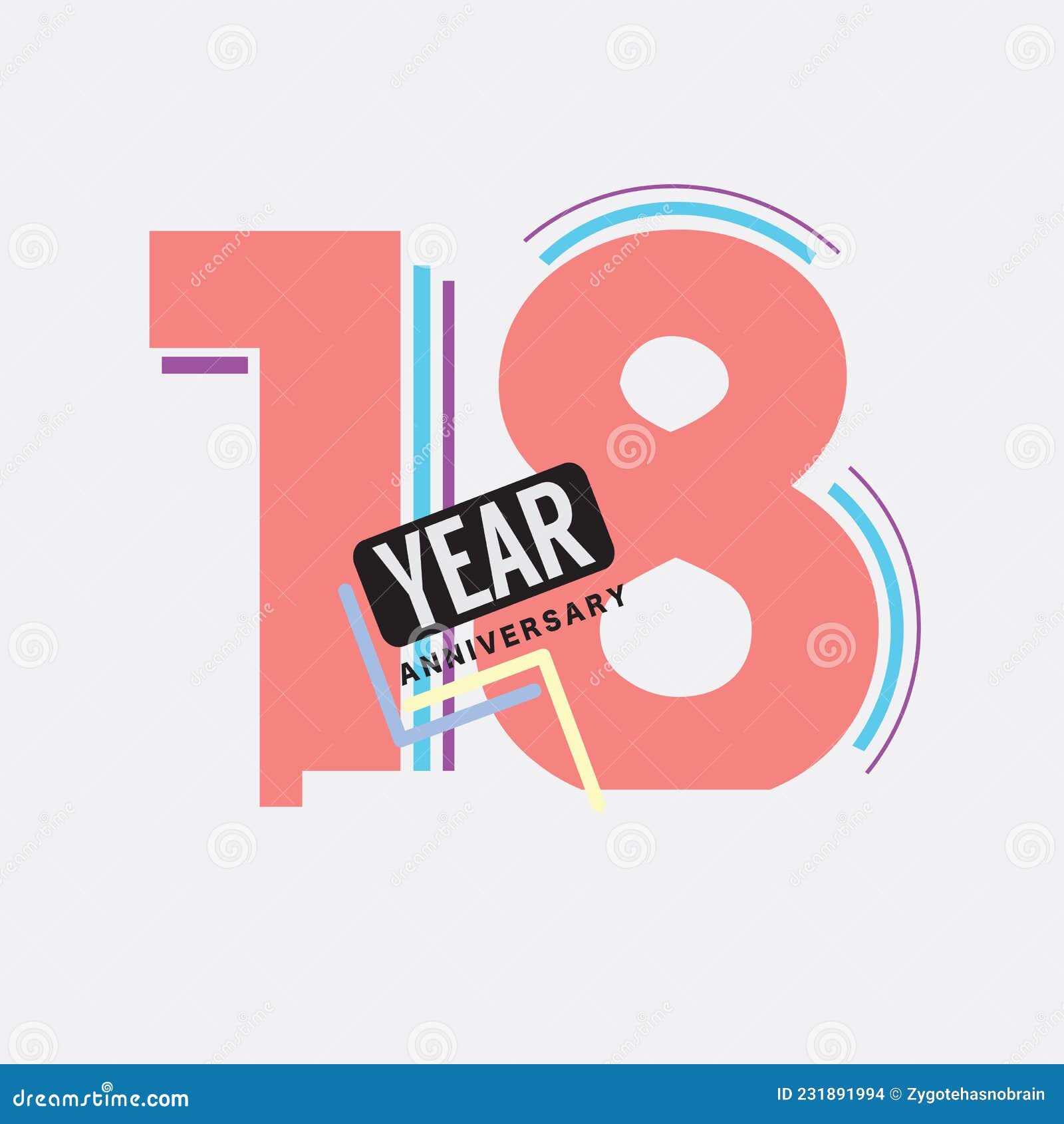 18th Years Anniversary Logo Birthday Celebration Abstract Design Vector ...