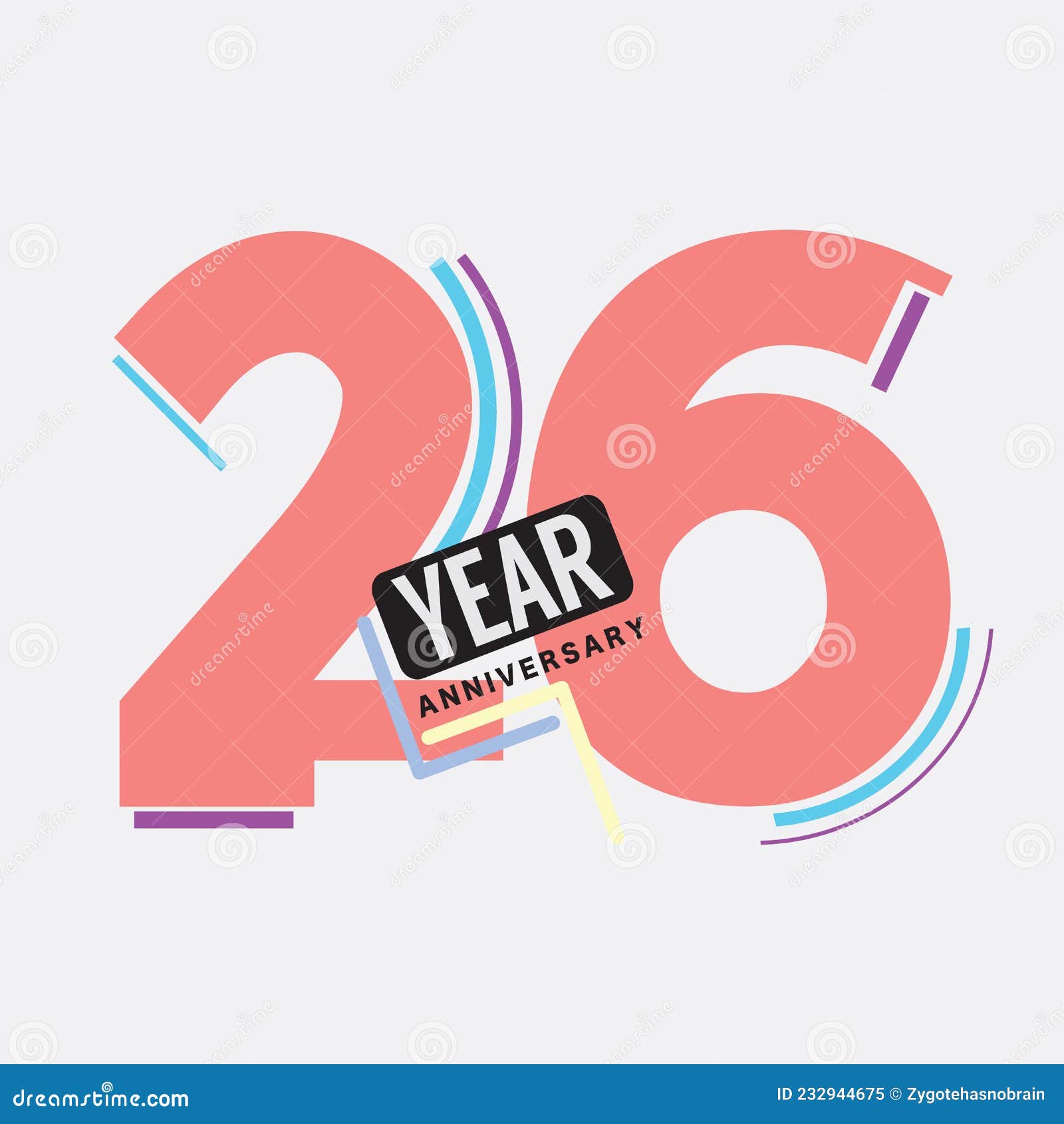 26th Years Anniversary Logo Birthday Celebration Abstract Design Vector ...