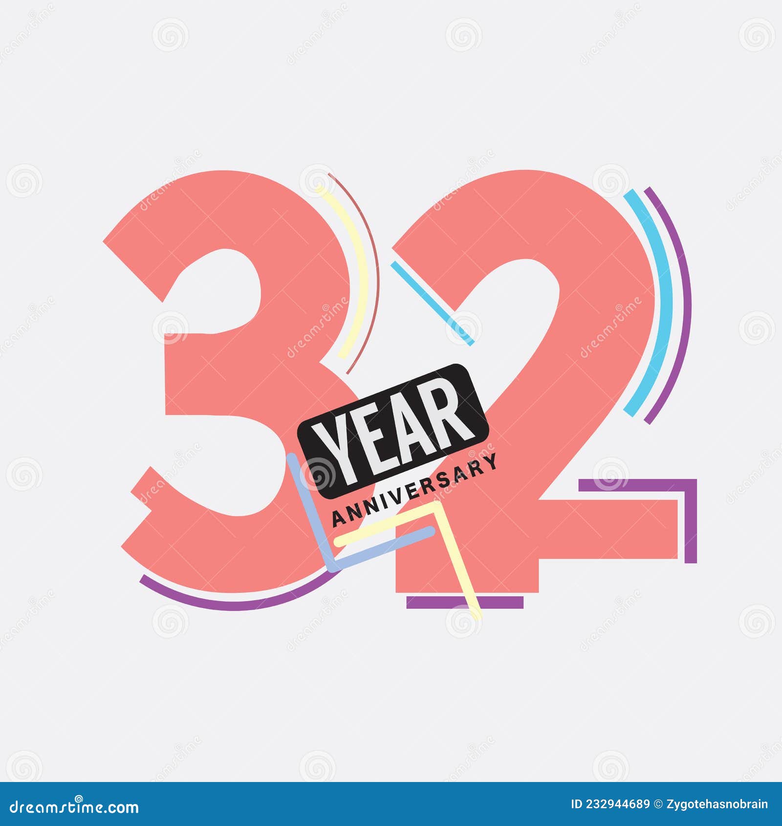 32th Years Anniversary Logo Birthday Celebration Abstract Design Vector ...