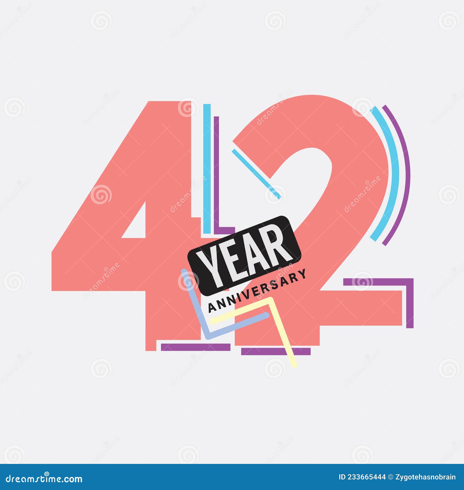 42th Years Anniversary Logo Birthday Celebration Abstract Design Vector ...
