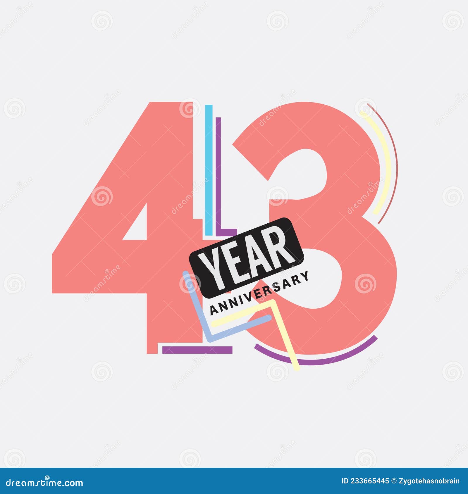 43th Years Anniversary Logo Birthday Celebration Abstract Design Vector ...