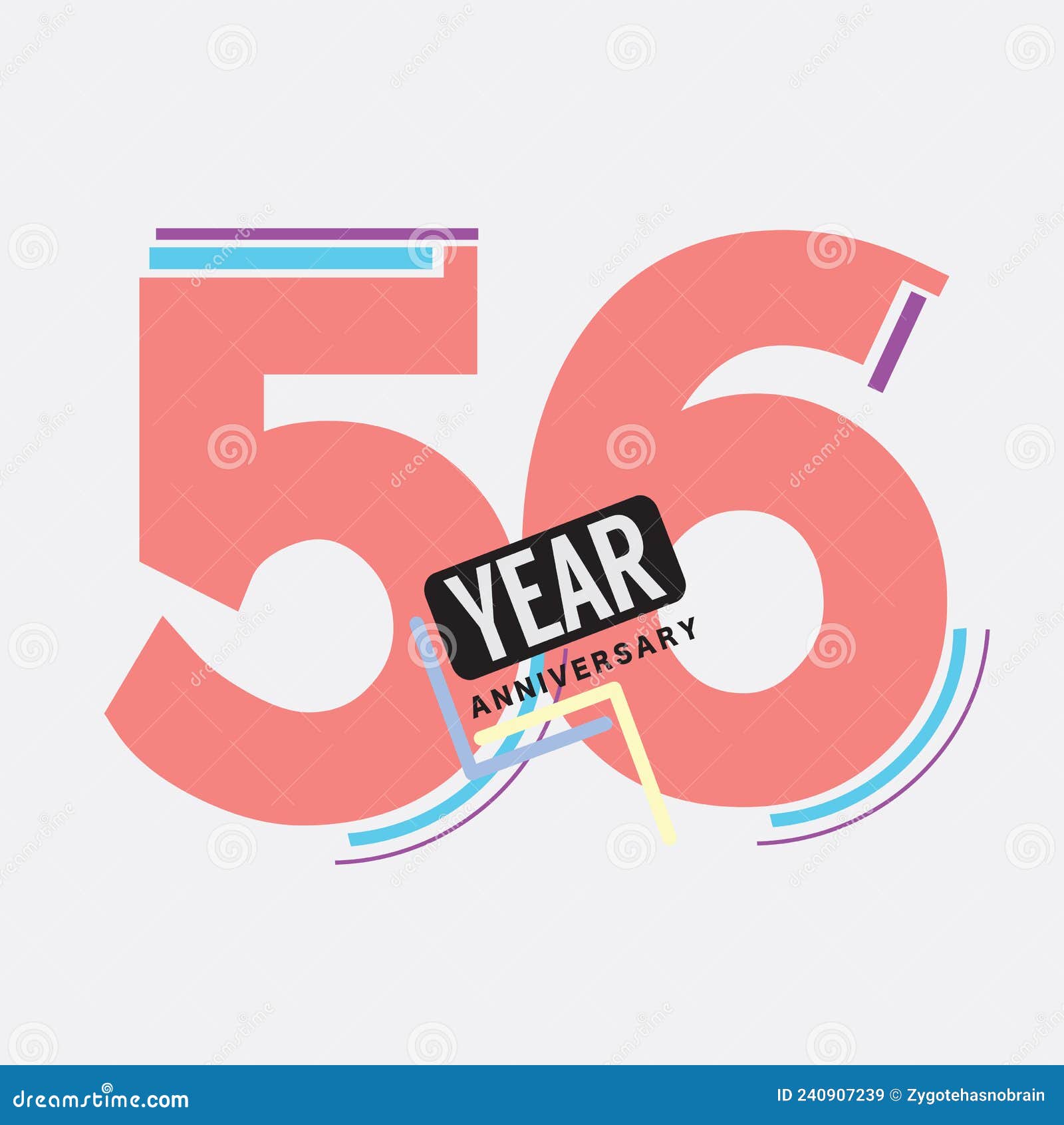 56th Years Anniversary Logo Birthday Celebration Abstract Design Vector ...