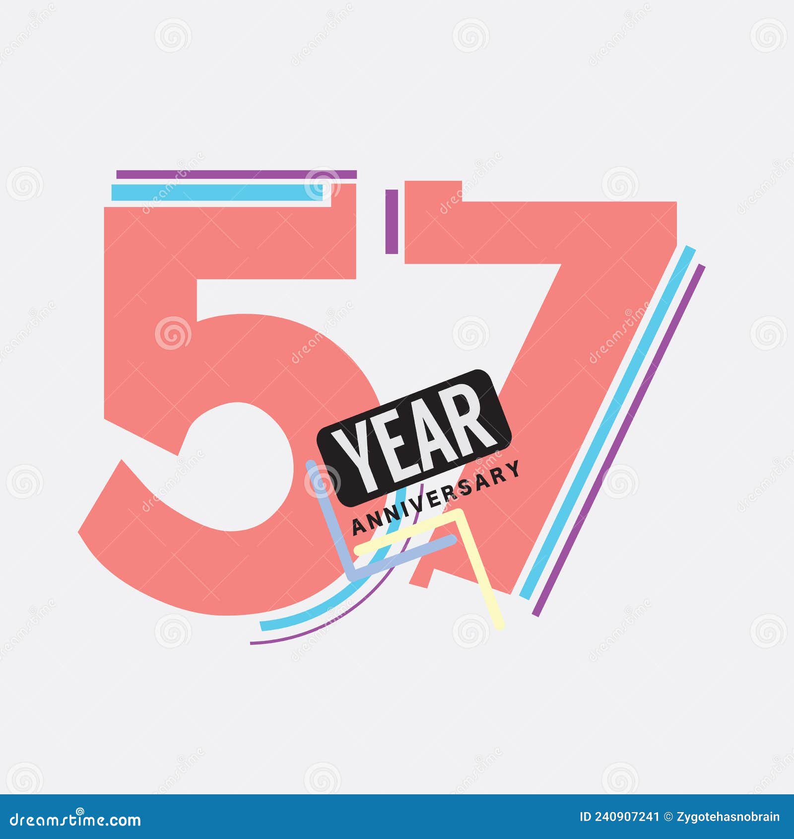 57th Years Anniversary Logo Birthday Celebration Abstract Design Vector ...