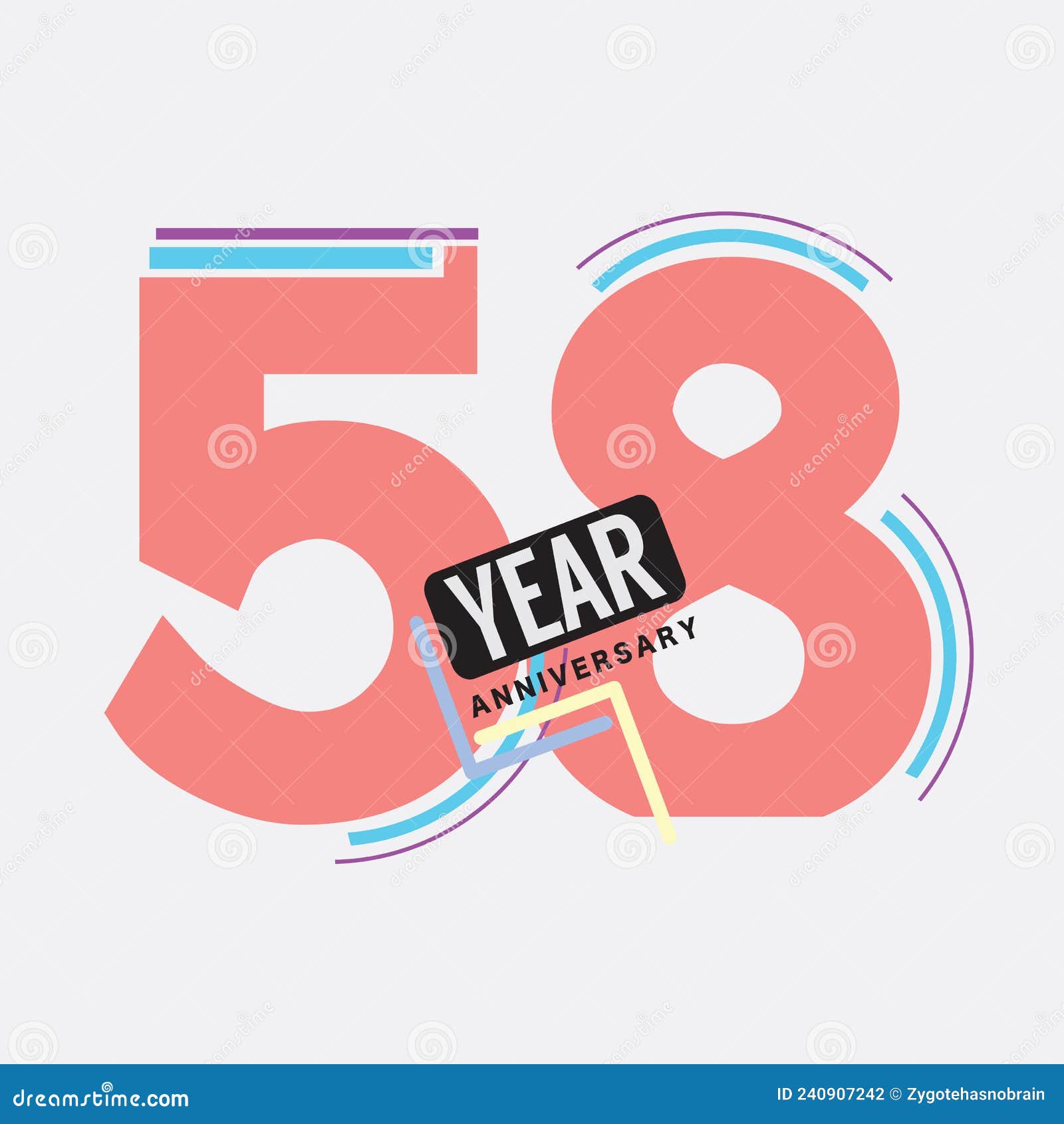 58th Years Anniversary Logo Birthday Celebration Abstract Design Vector ...
