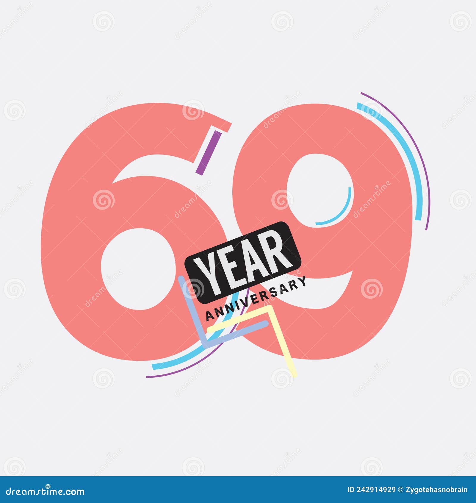 69th Years Anniversary Logo Birthday Celebration Abstract Design Vector ...