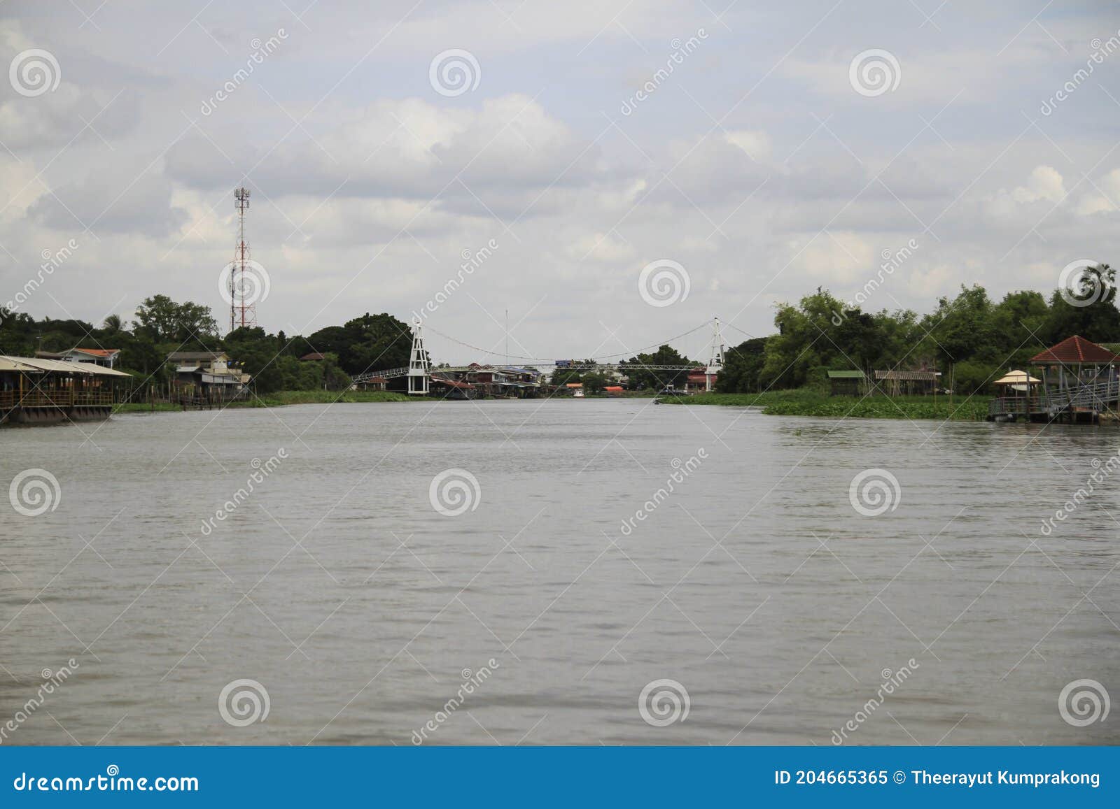 Tha Chin River stock image. Image of lake, dock, shore - 204665365