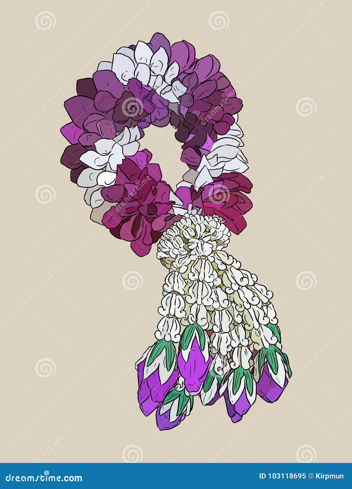 Tha Tradition Garland Flower. Stock Vector - Illustration of draw ...