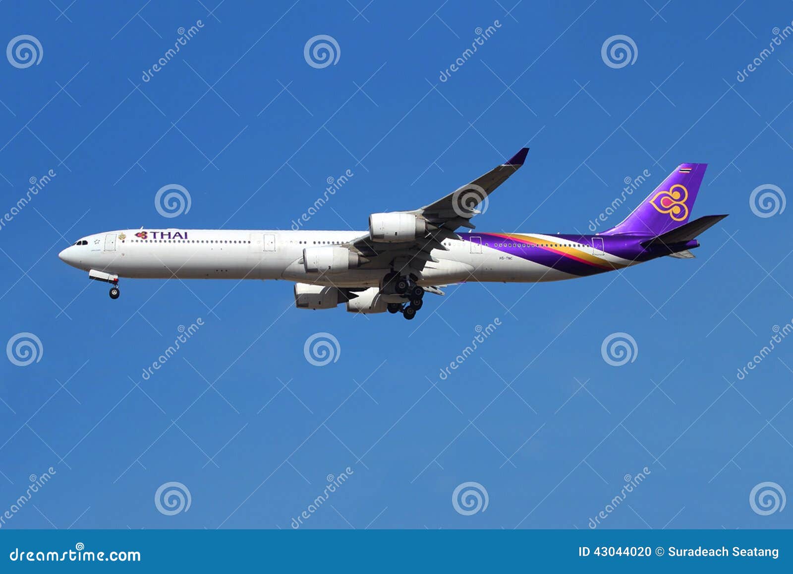 Thai airways plane flying editorial image. Image of airline - 43044020