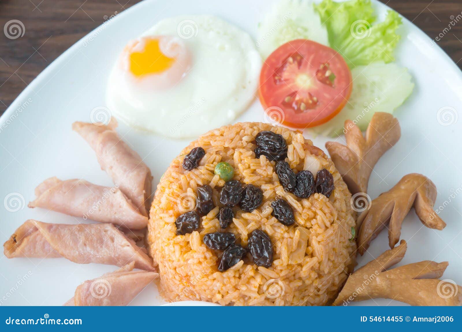 Thai American Fire Rice on Table Stock Image - Image of table, onion ...