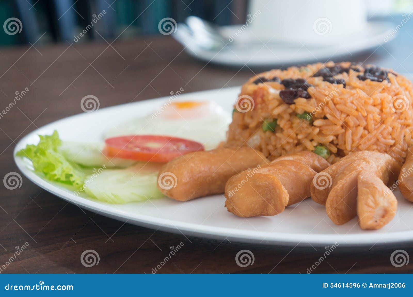 Thai American Fire Rice on Table Stock Photo - Image of cooking ...