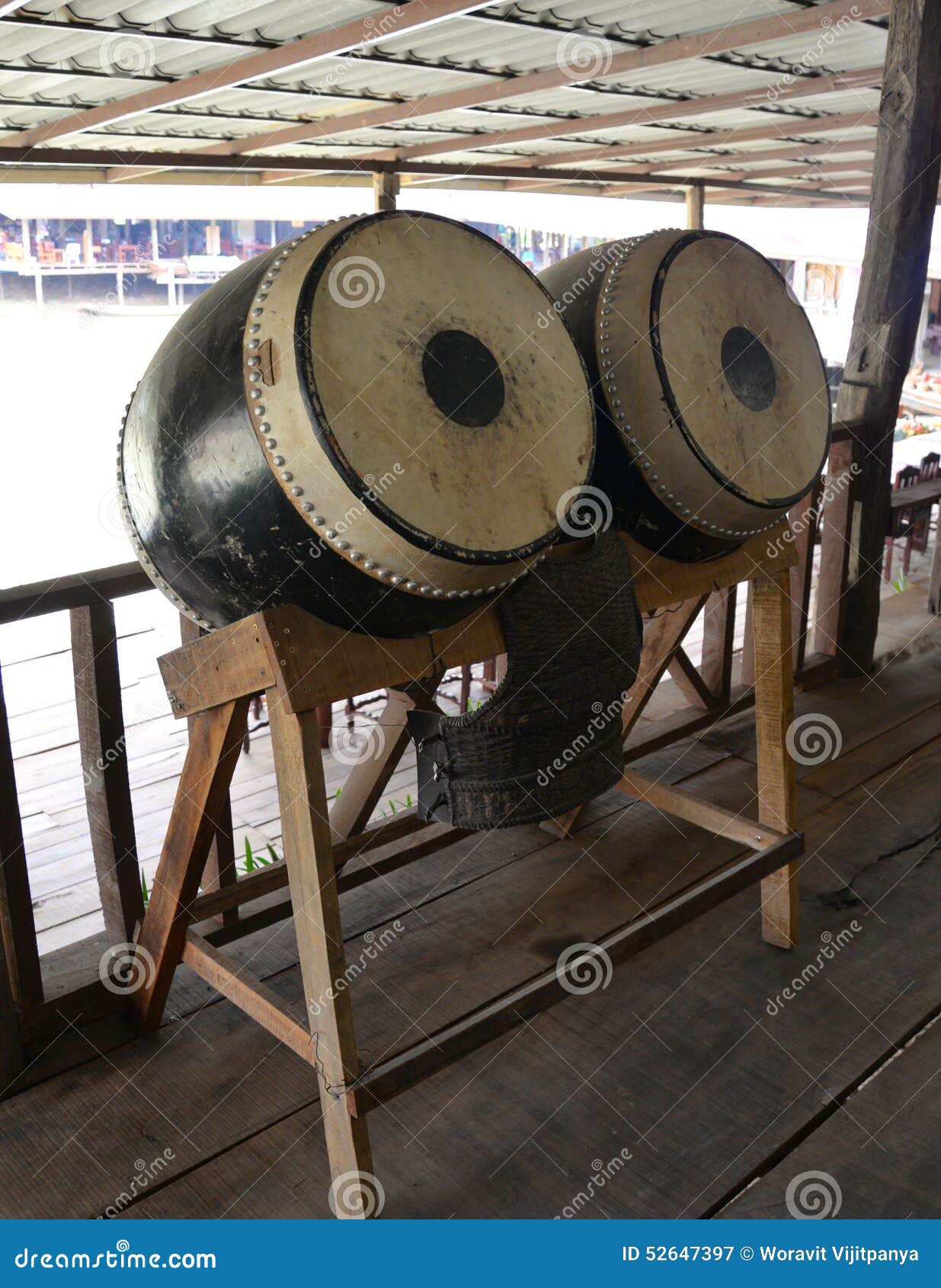 Thai ancient drums stock image. Image of musical, thailand - 52647397