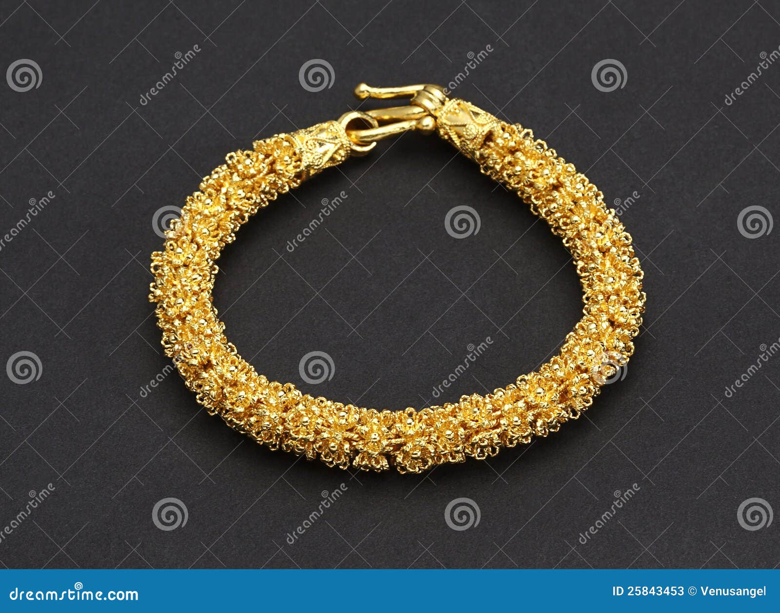 Thai Ancient Style Golden Bracelet Stock Image - Image of golden ...