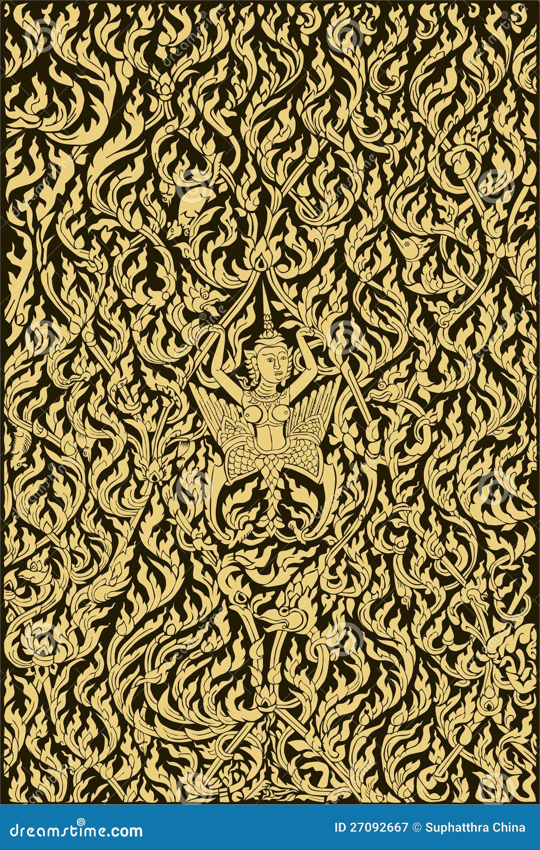 Thai Angel and Art Pattern Old Style : EPS.8 Stock Vector ...