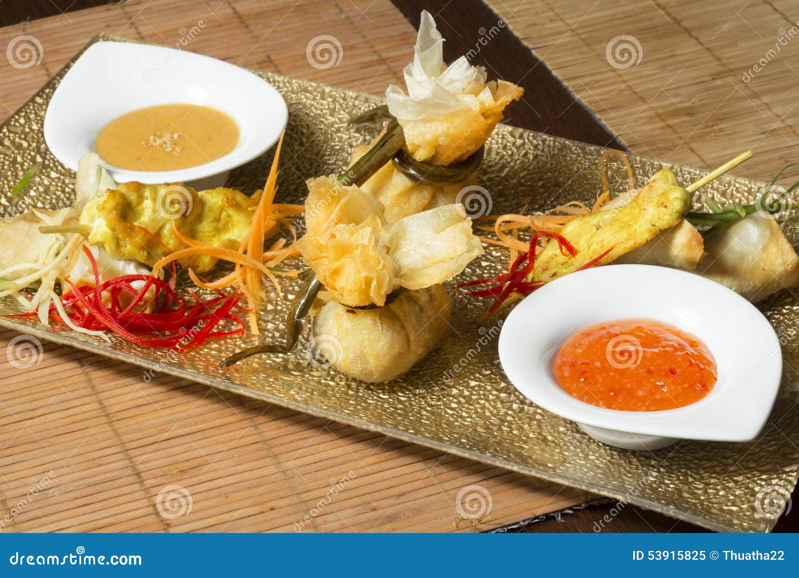 Thai appetizers on a plate stock image. Image of delicious - 53915825