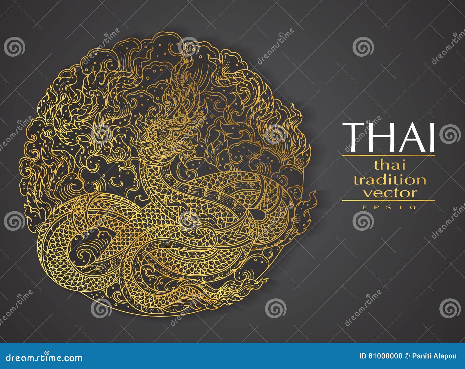 Thai Art Element Traditional Gold for Greeting Cards Stock Vector ...