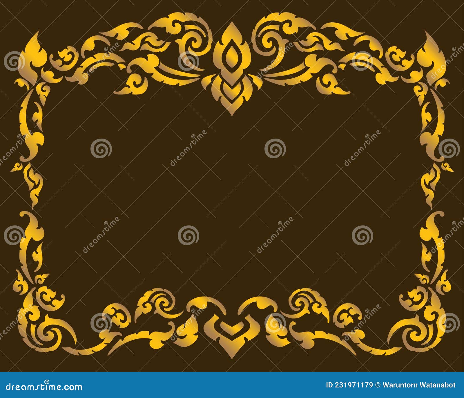 Thai Gold Art Frame And Border Stock Image | CartoonDealer.com #231971179