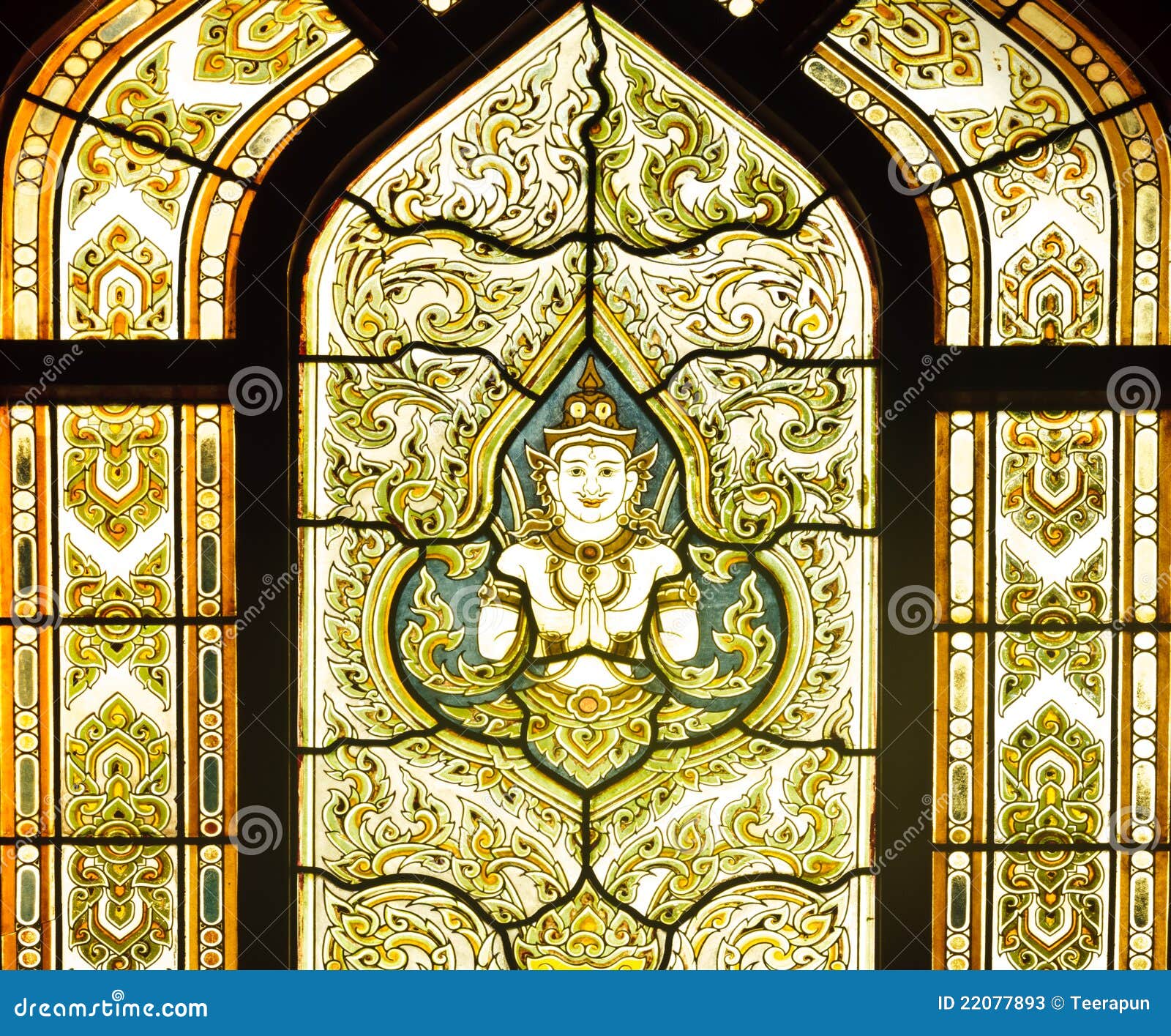 Thai art on glass window stock image. Image of ancient - 22077893