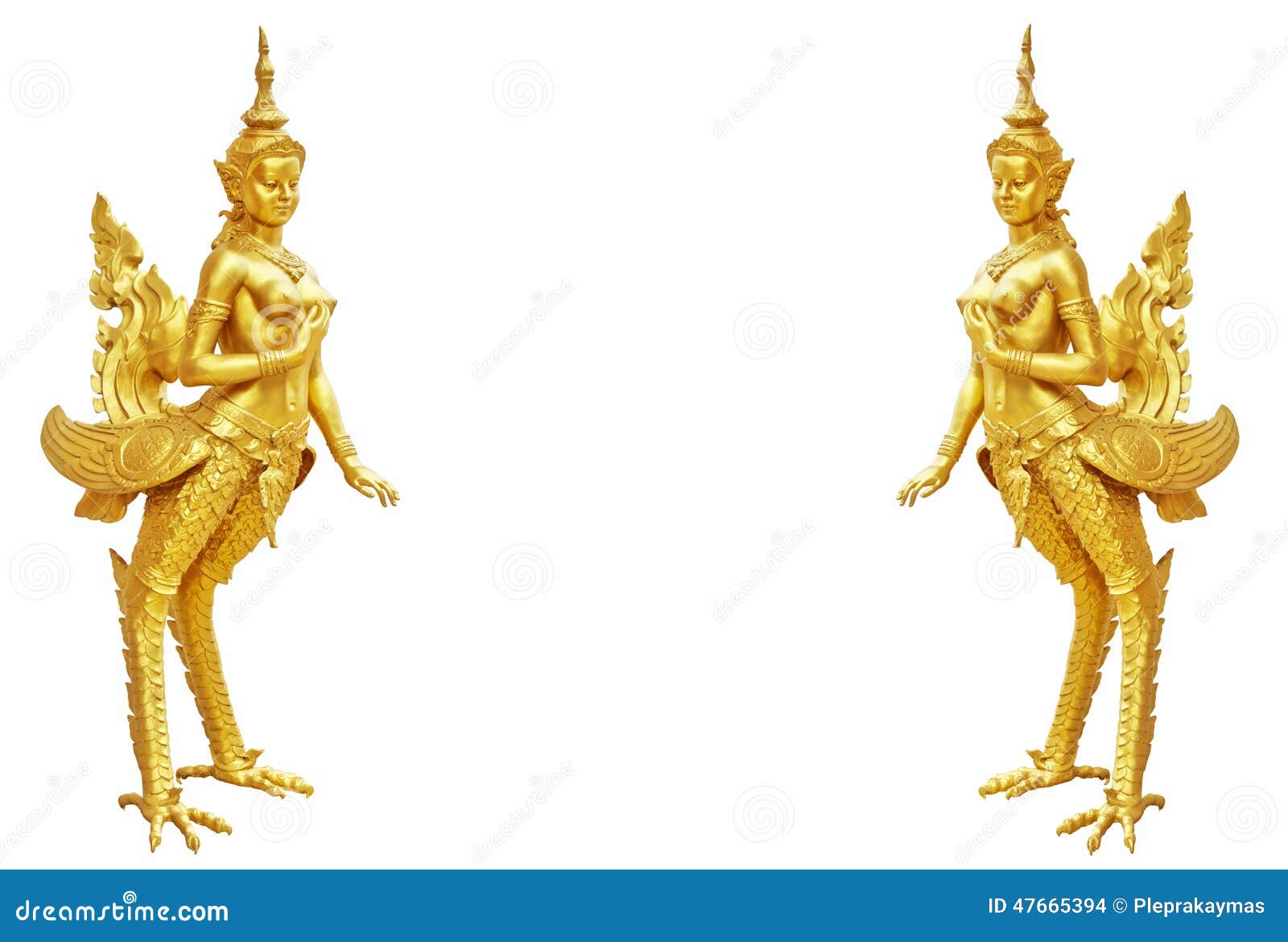 Thai Art Kinnaree Statue : the Mythical Half Bird Half Woman Stock ...