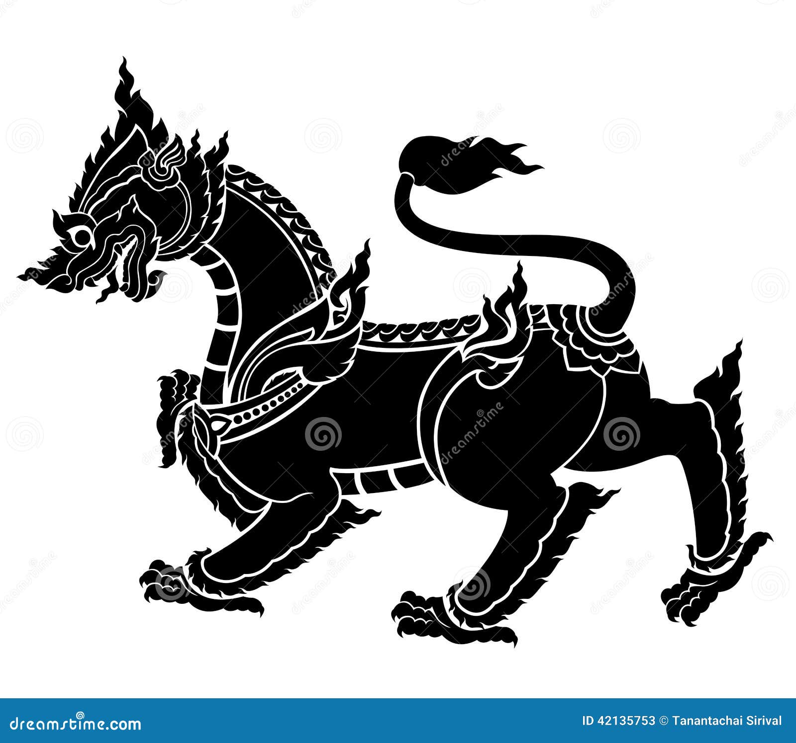Thai Lion Singha Traditional Or Ancient Design Stock Photography ...