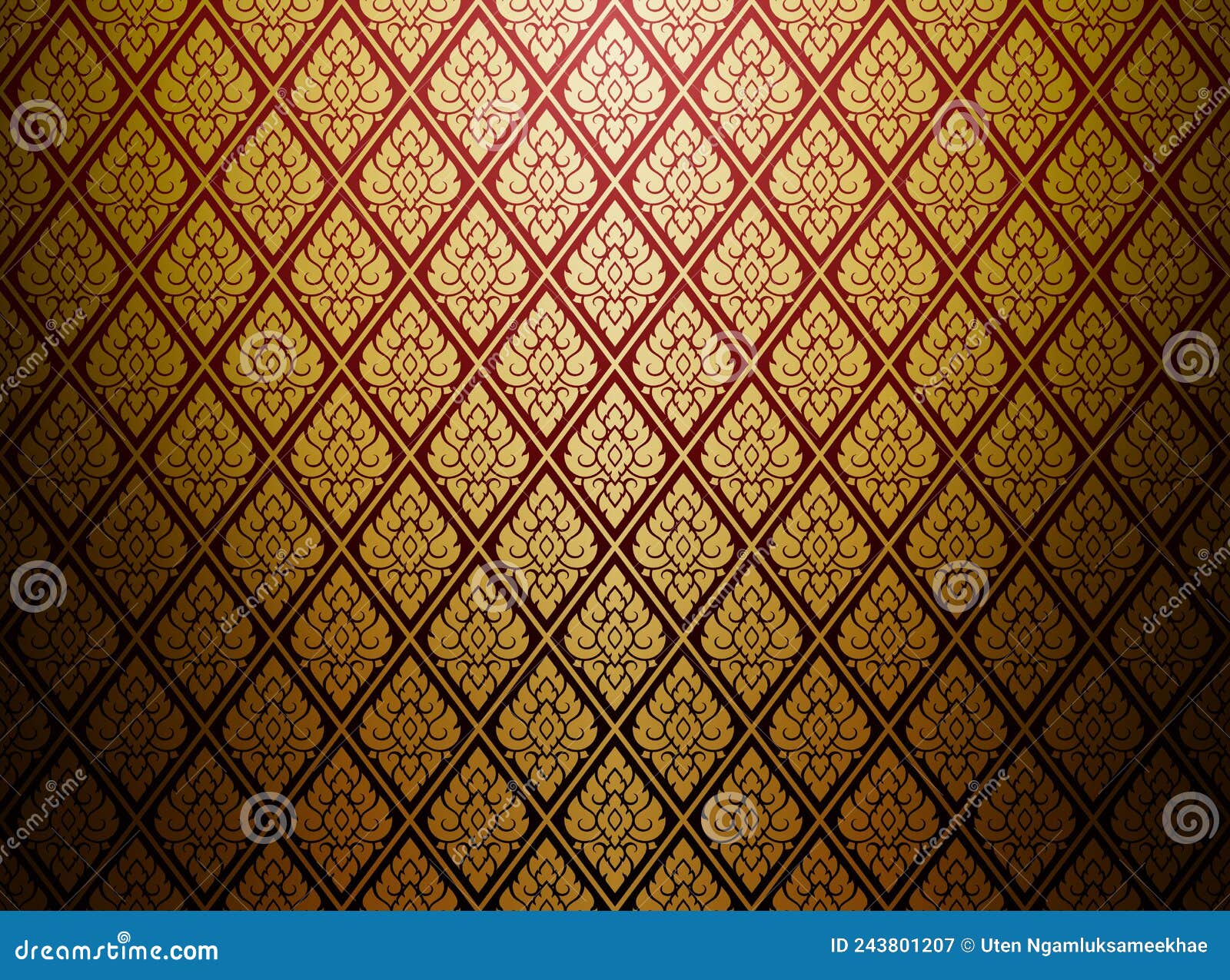 Thai Art Pattern Background Damask Style Stock Vector - Illustration of ...