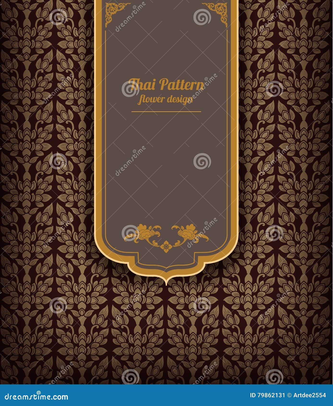Thai Art Pattern on Brown Background, Flower Style, Thai Pattern Banner ...
