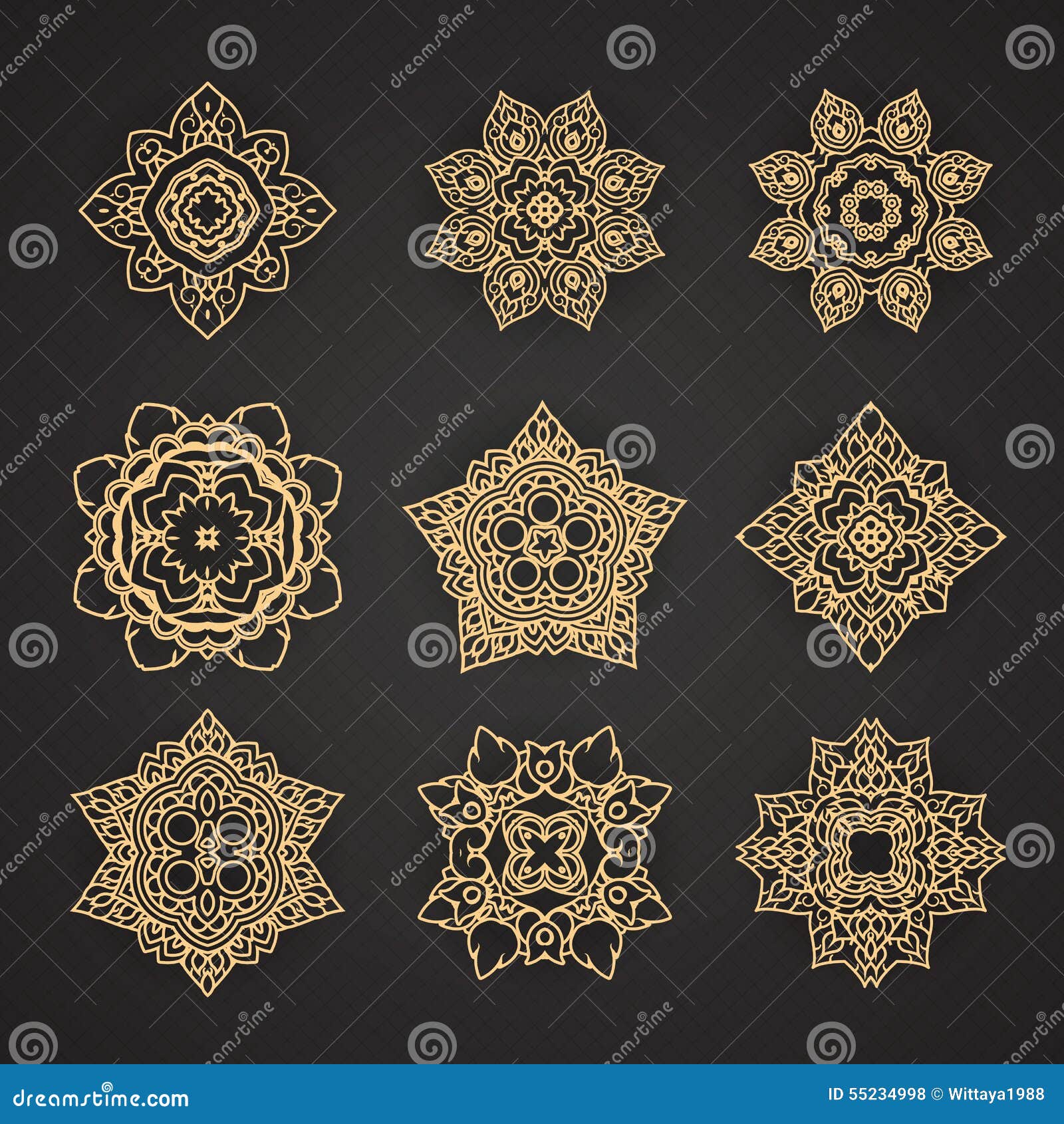 Thai Art Pattern Design Vector Set Stock Vector - Illustration of asia ...