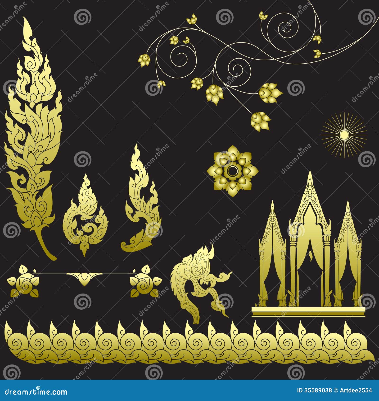 Thai art pattern stock vector. Illustration of buddha - 35589038