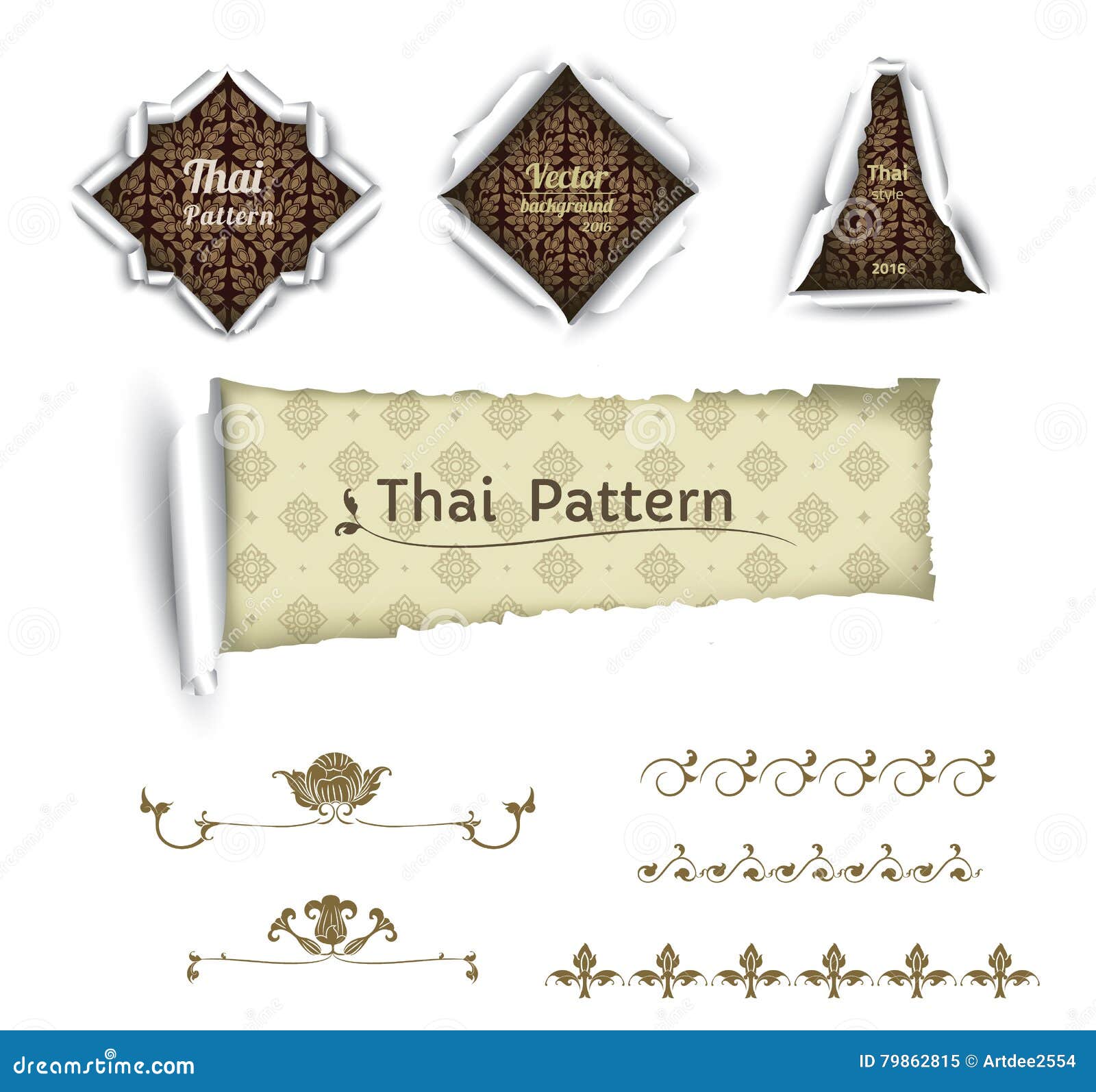 Thai Art Pattern on White Background, Sticker Style, Thai Pattern ...