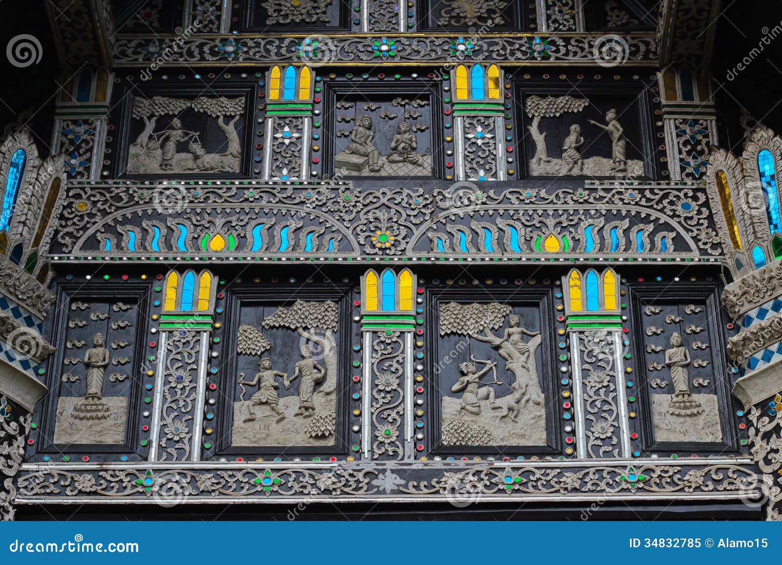 Laithai Carved On The Thai Temple Royalty-Free Stock Image ...