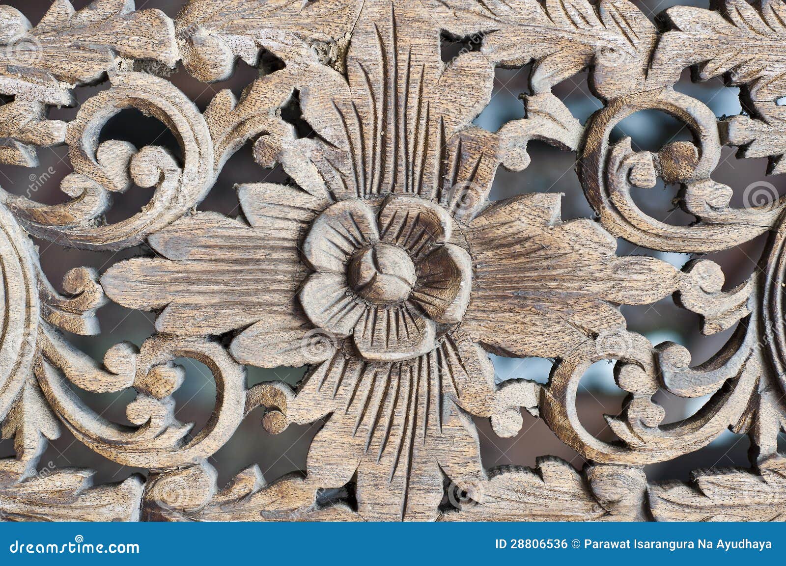 Thai Woodcraft Golden Art God Pattern At Temple Door Buddhist Religion ...