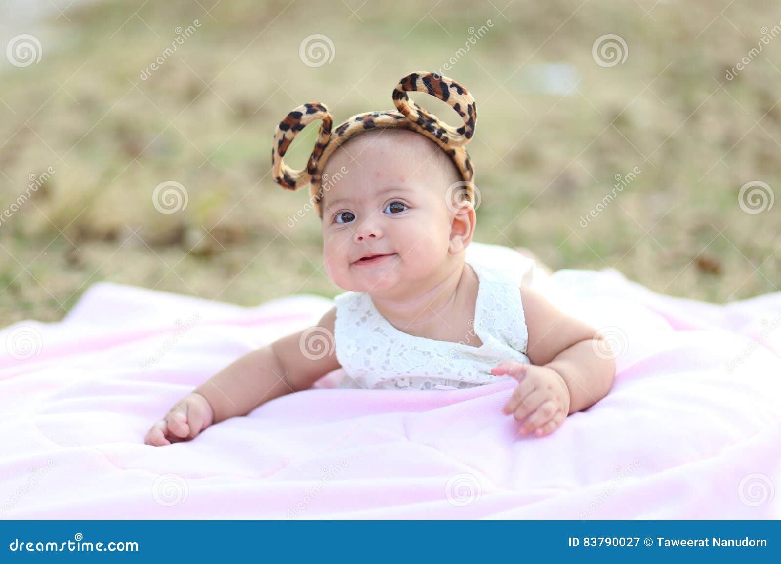 Thai Baby Smiling in the Evening the Playing Field. Stock Image - Image ...