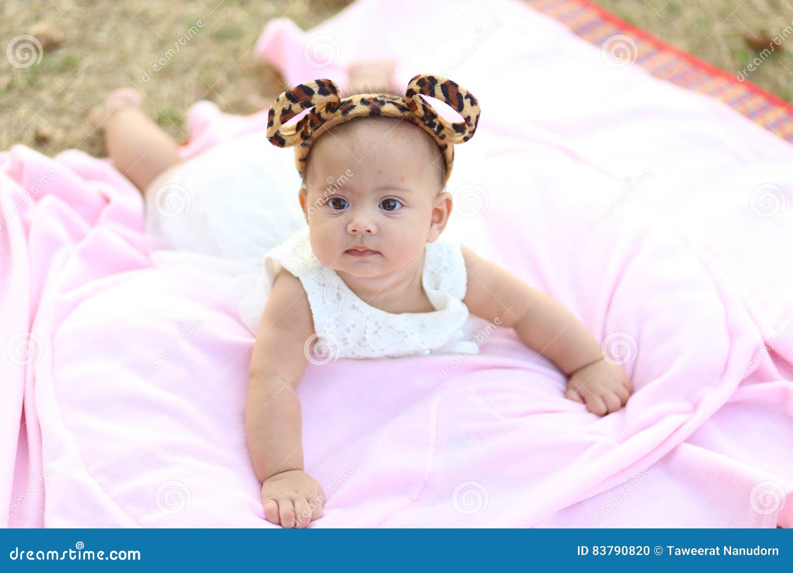 Thai Baby Smiling in the Evening the Playing Field. Stock Photo - Image ...