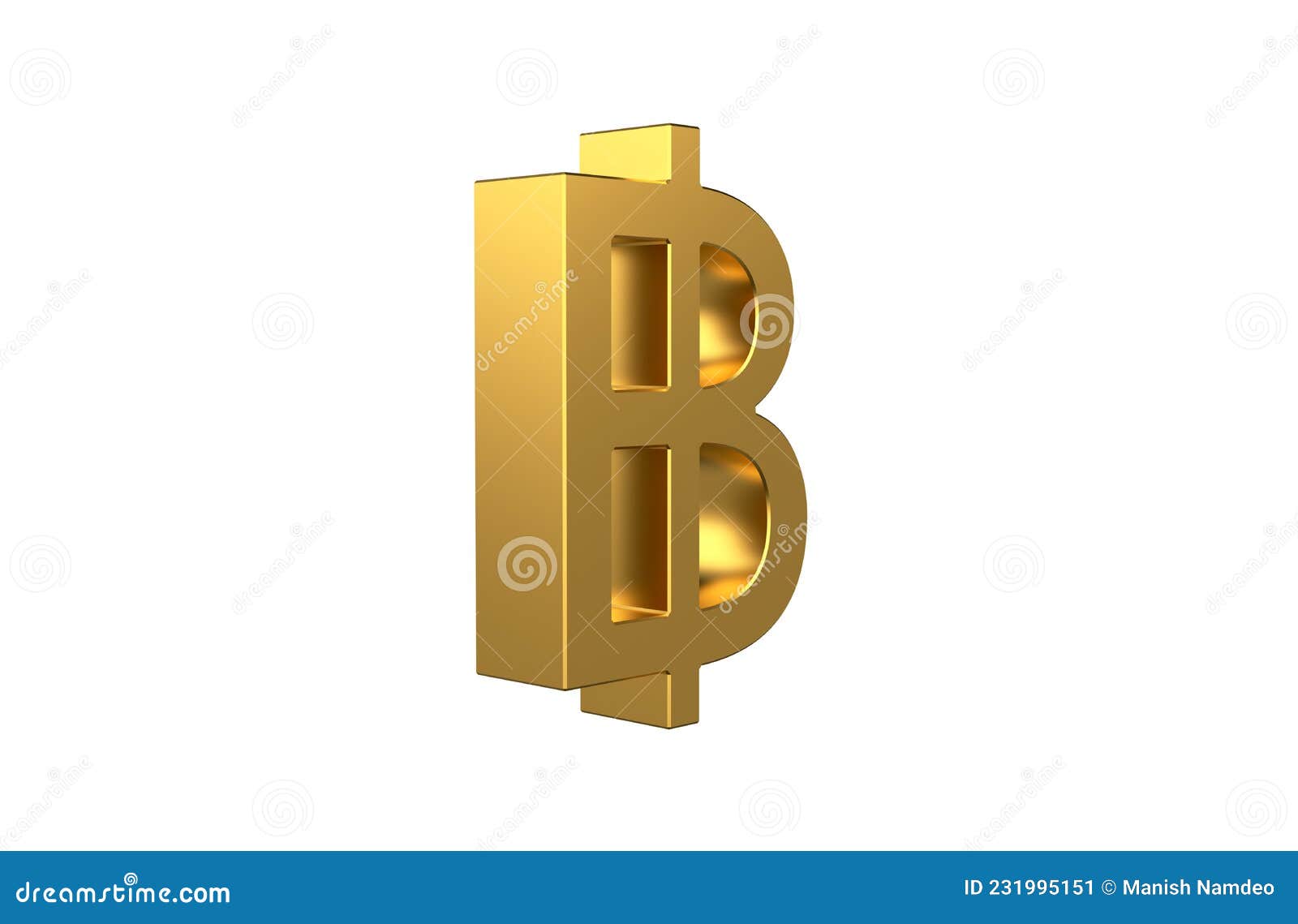 Thai Baht Currency Symbol in Gold - 3d Illustration, 3d Rendering Stock ...