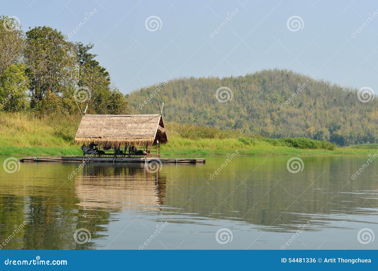 Thai Bamboo Floating on Lake Stock Photo - Image of water, nature: 54481336