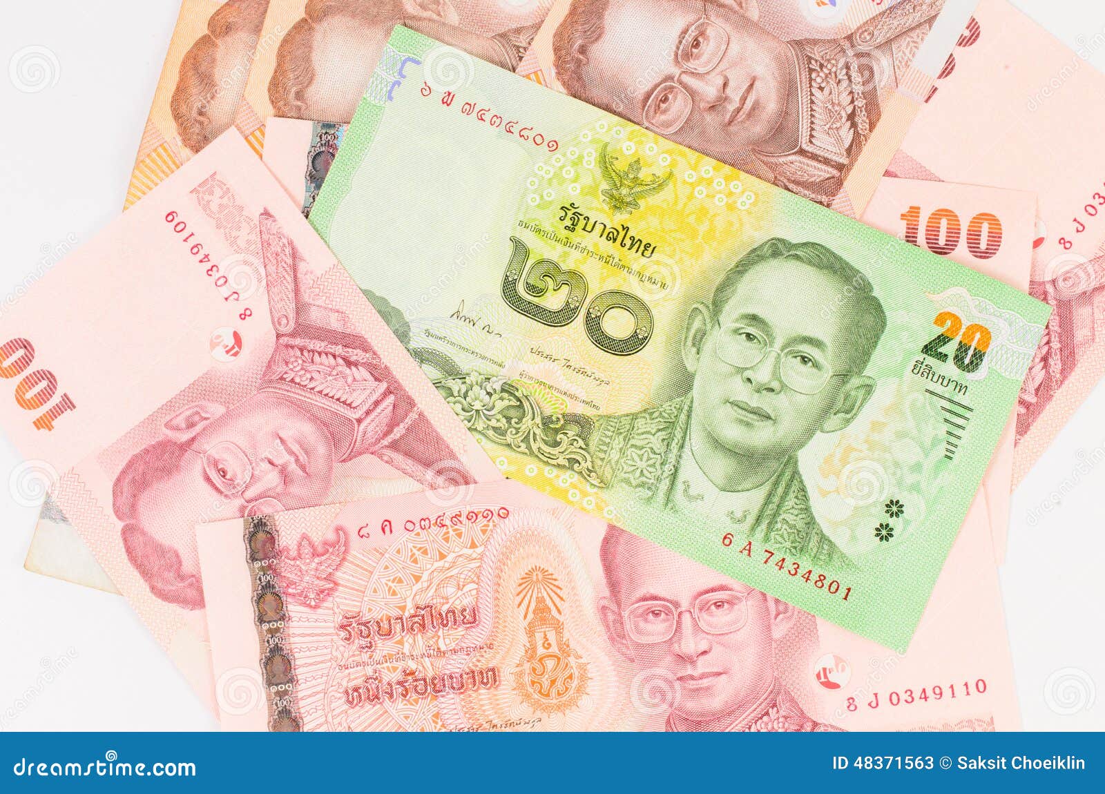 Thai Banknote on White Background Stock Image - Image of paper ...